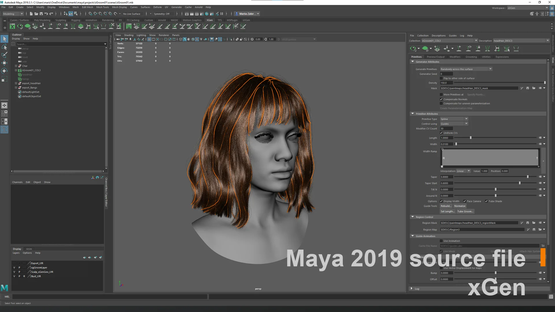 Maya xGen hair & UE Alembic groom - FlippedNormals