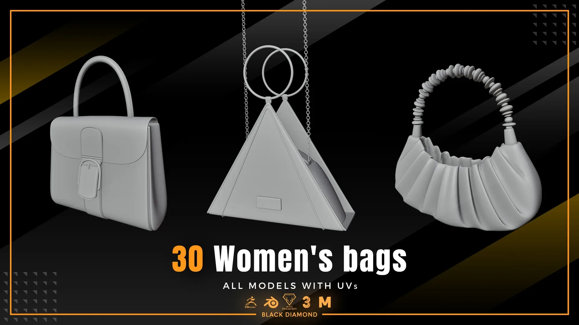 30 Women's bag Models with UVs - FlippedNormals