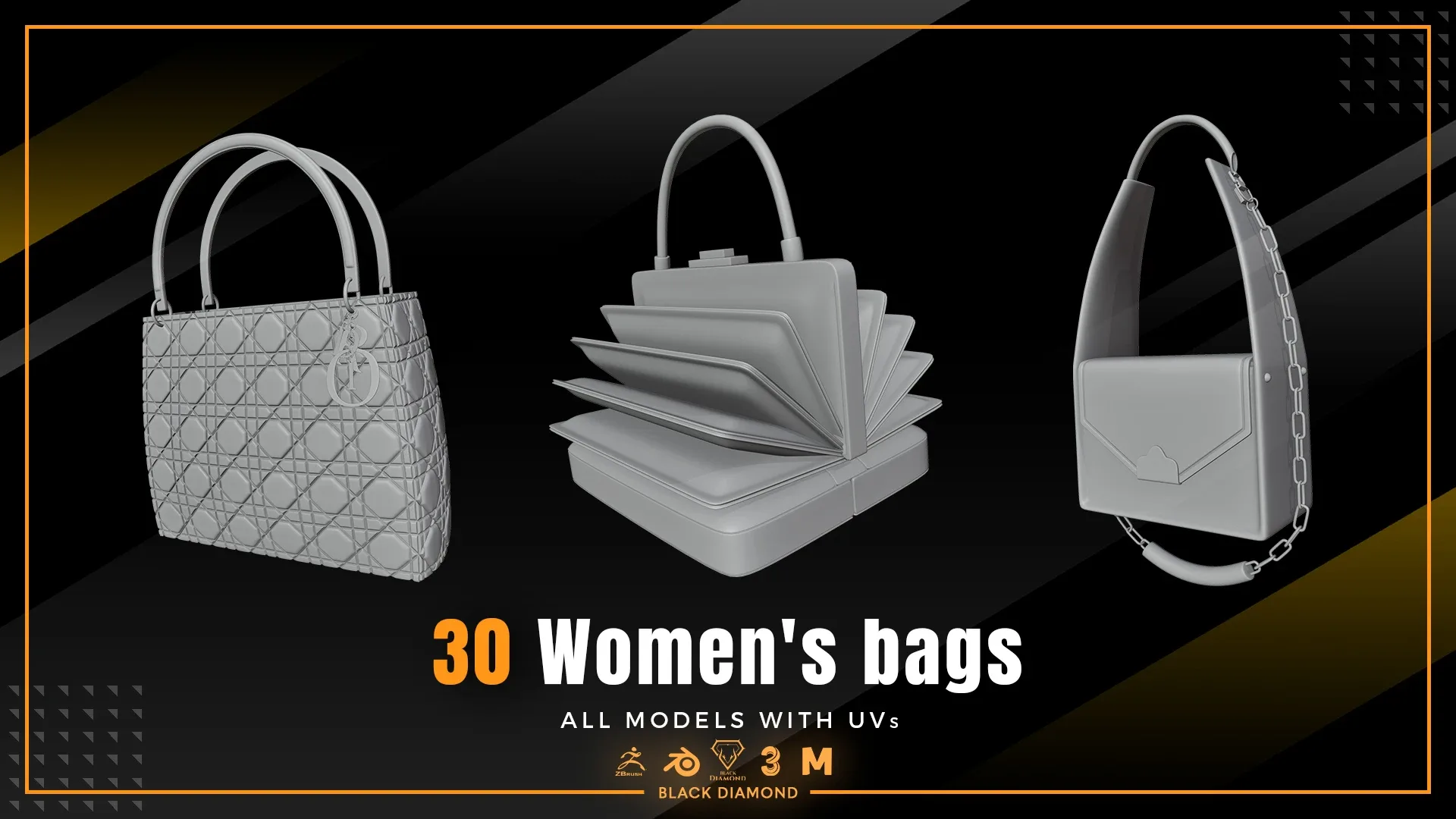30 Women's bag Models with UVs - FlippedNormals