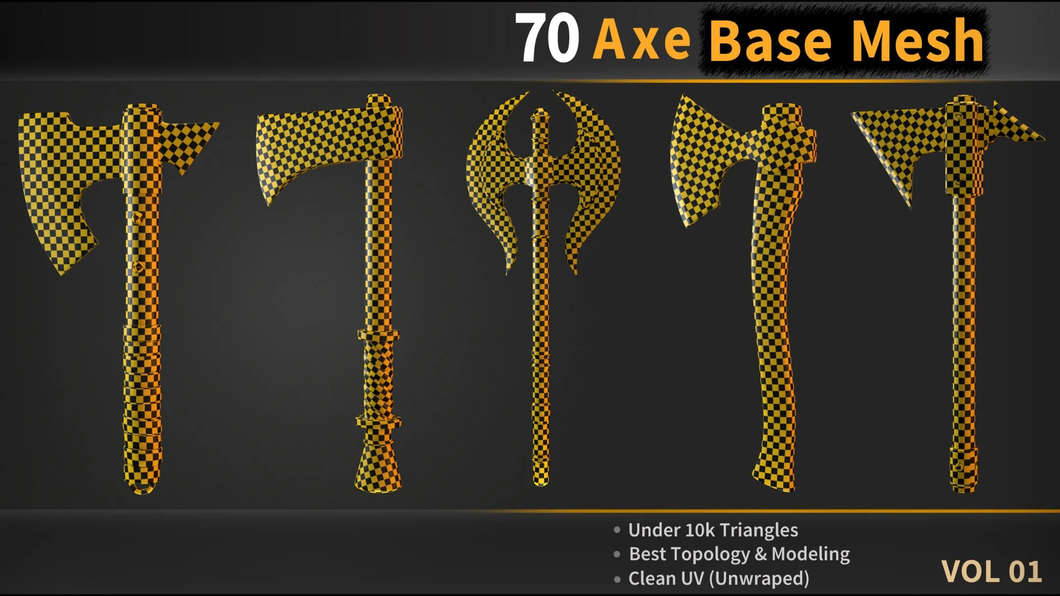 70 Axe Base Mesh - VOL 01 ( Ready - FlippedNormals