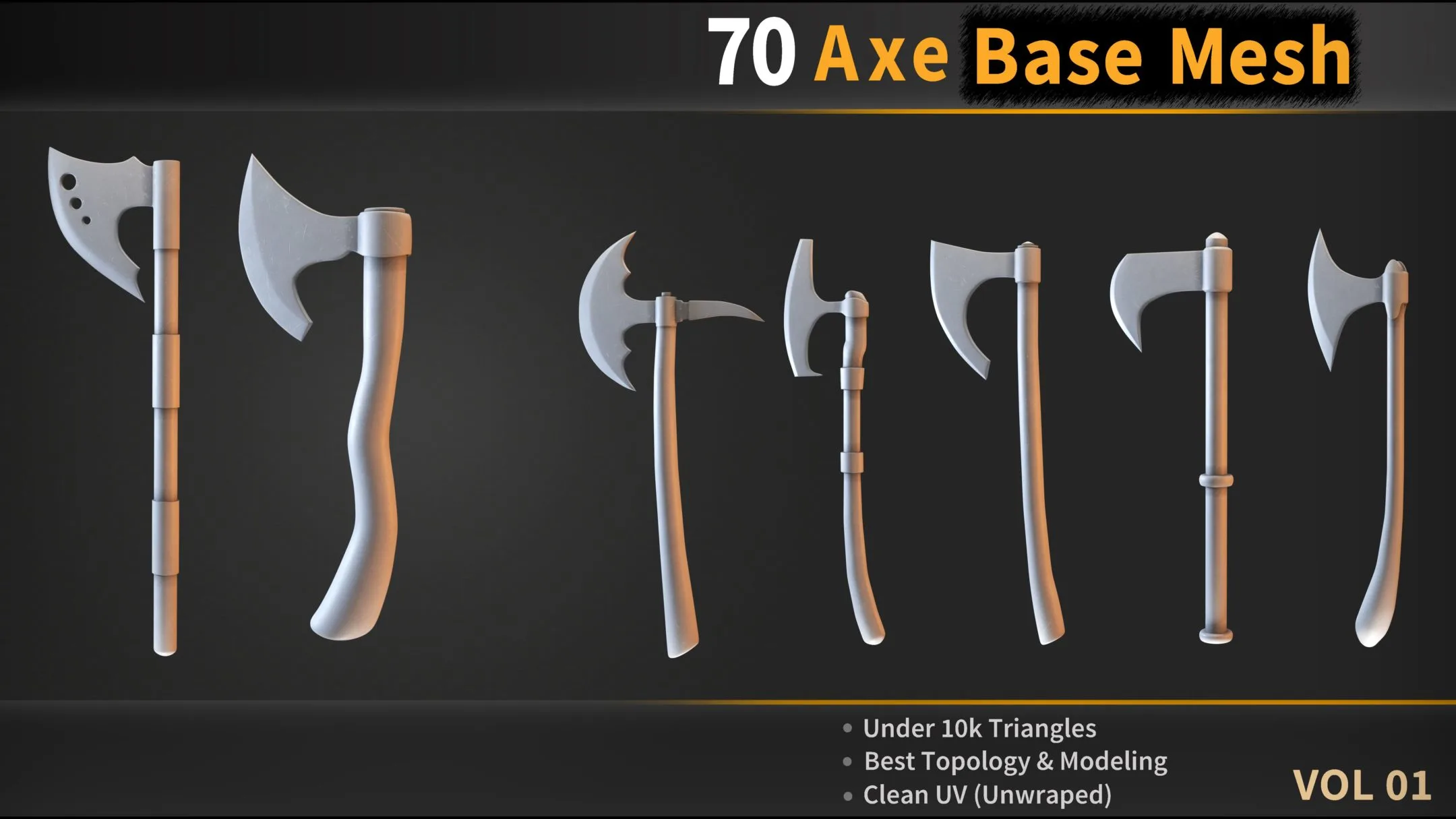 70 Axe Base Mesh - VOL 01 ( Ready - FlippedNormals