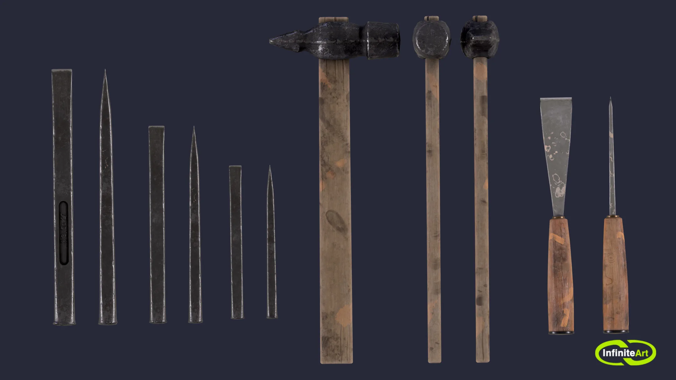 Hand Tools Hammer Chisel Spatula - FlippedNormals