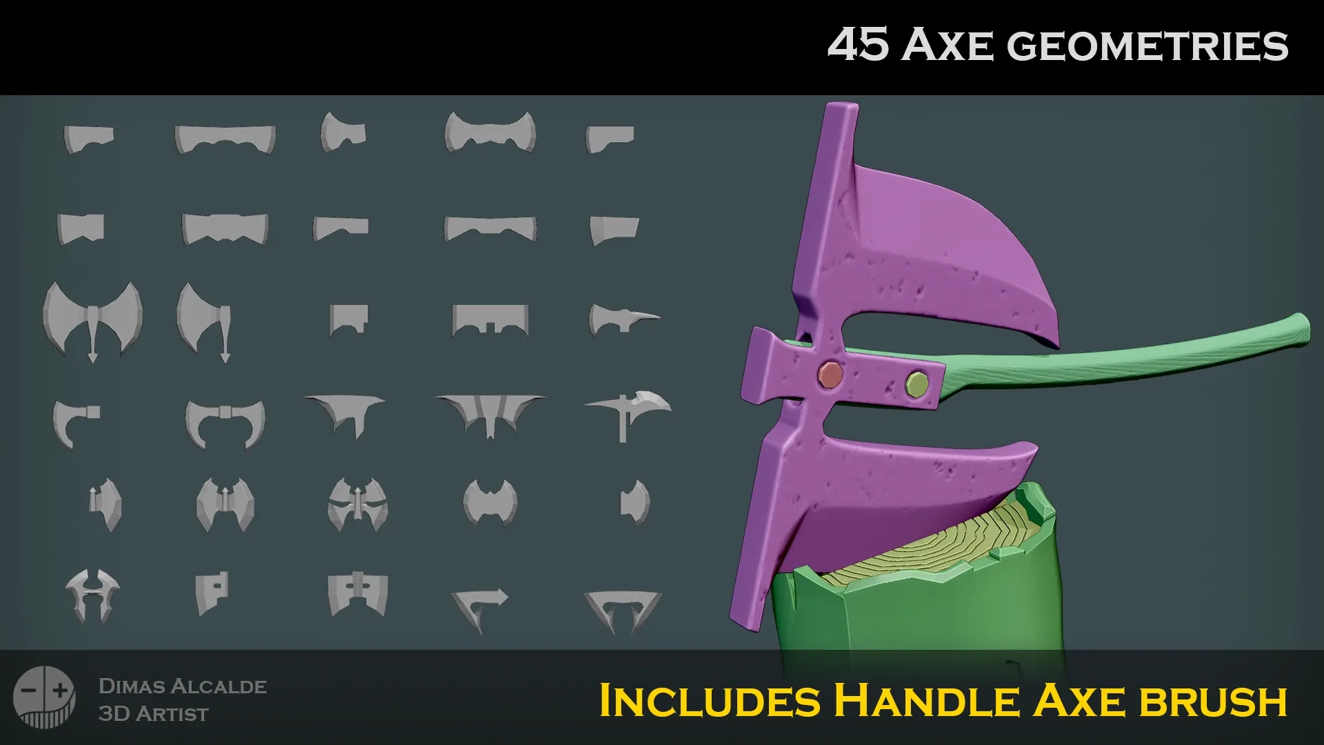 45 Axe Head Base Mesh with handle - FlippedNormals