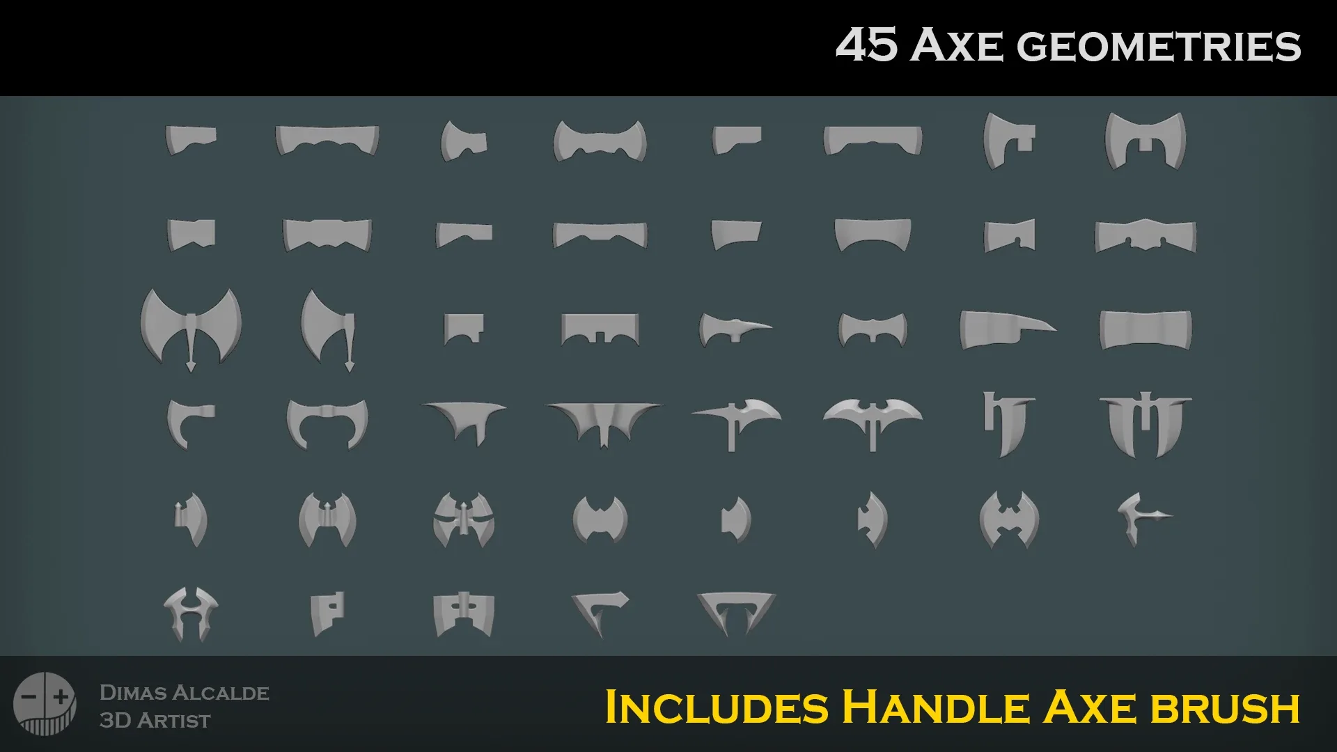 45 Axe Head Base Mesh with handle - FlippedNormals
