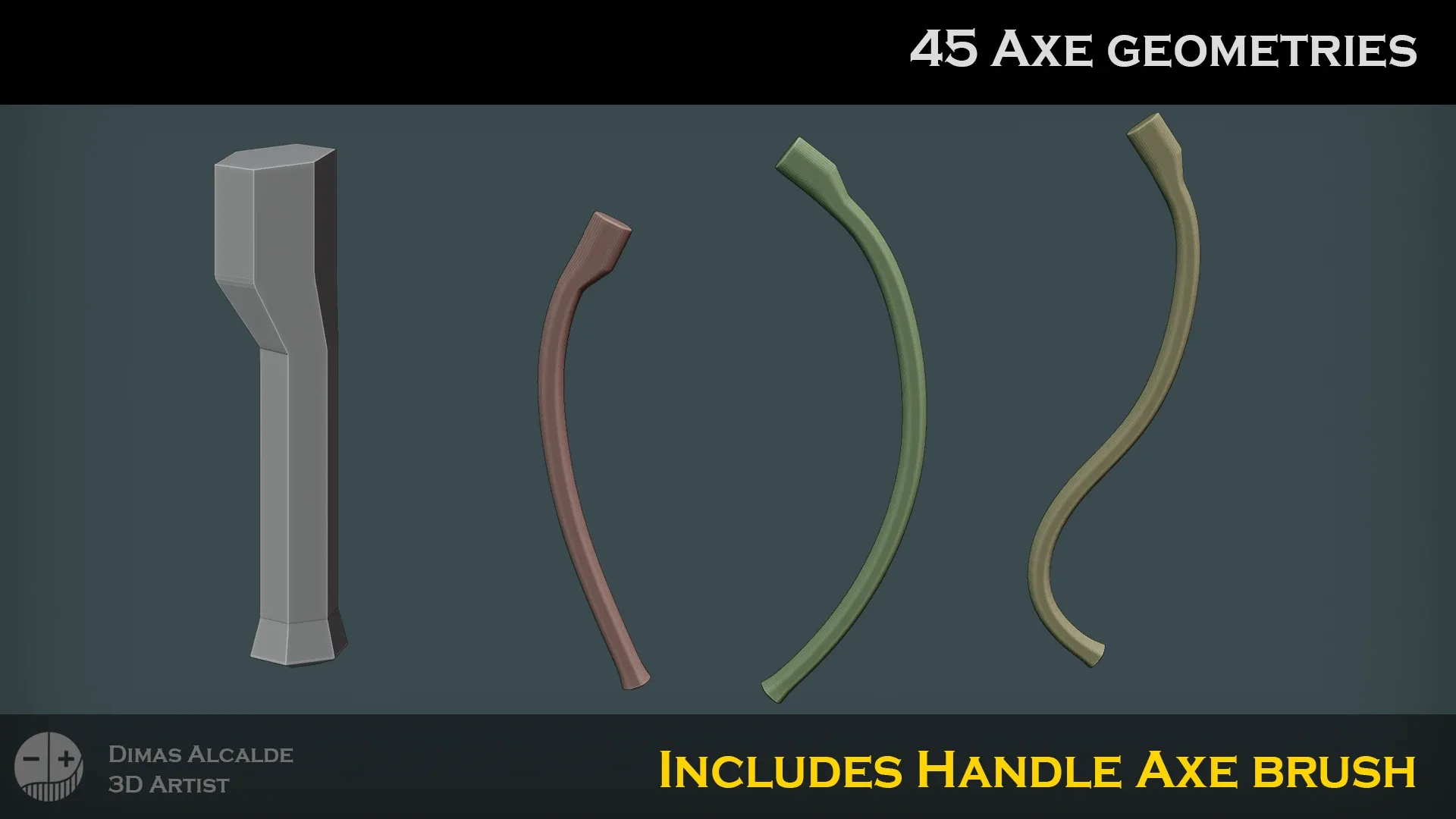 45 Axe Head Base Mesh with handle - FlippedNormals