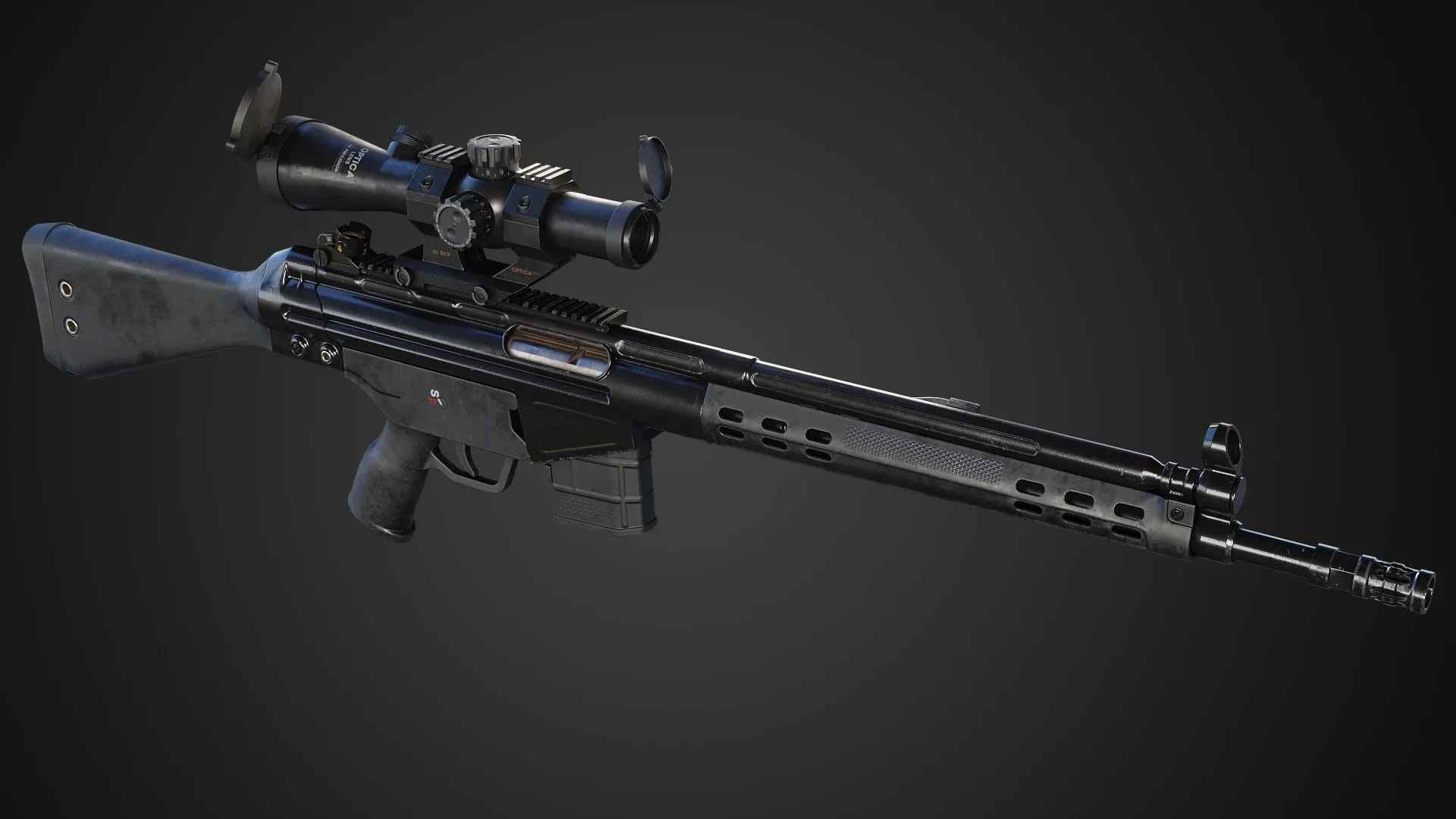 PTK-18 Rifle Low-poly 3D model - FlippedNormals