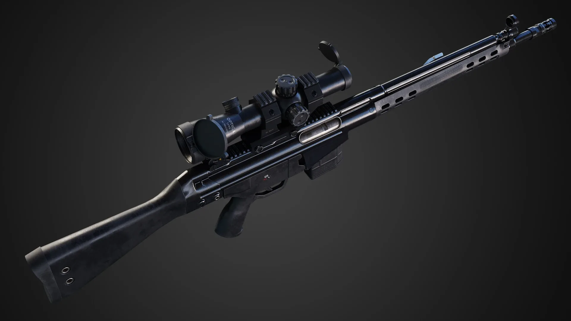 PTK-18 Rifle Low-poly 3D model - FlippedNormals