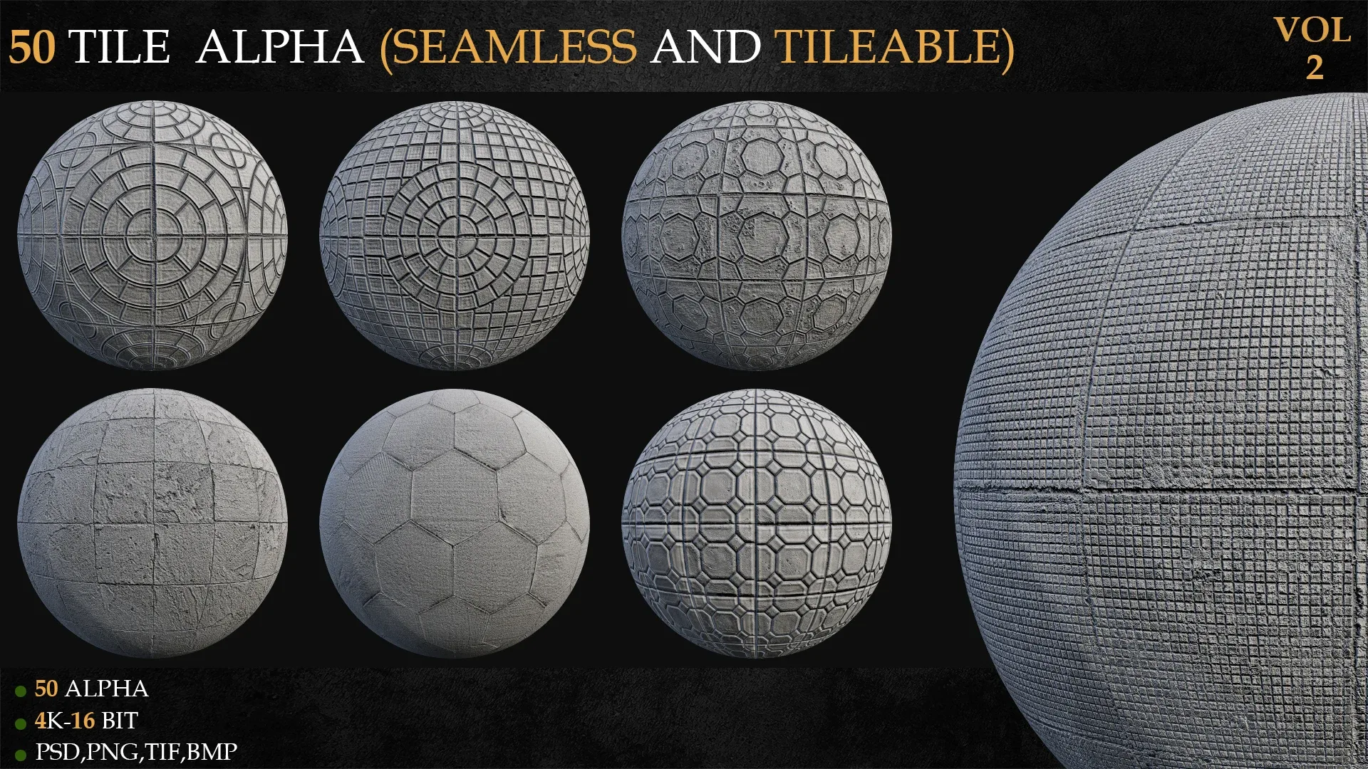 50 TILE ALPHA (SEAMLESS AND TILEABLE)-VOL - FlippedNormals