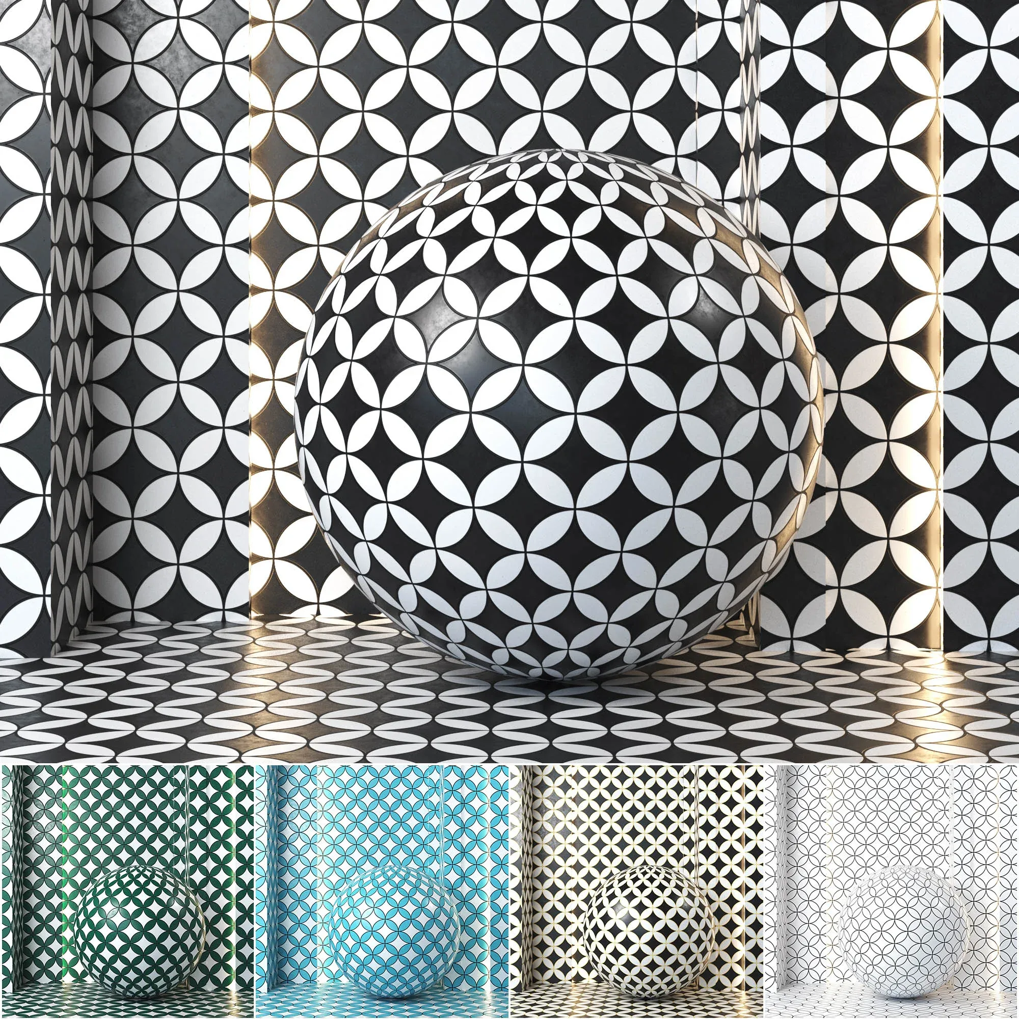 (4k)(5color)Ceramic tile set 05(seamless - FlippedNormals