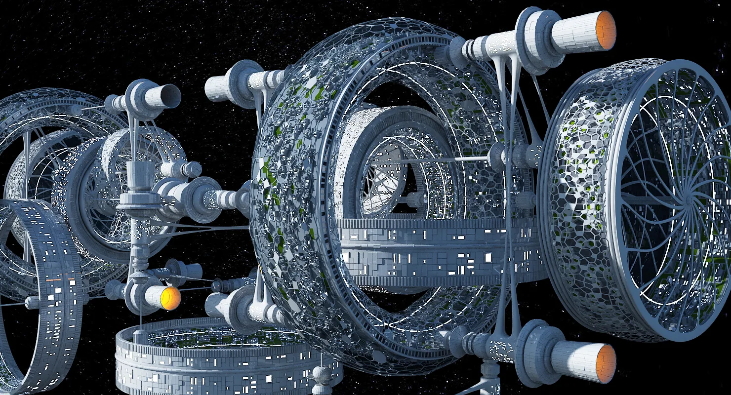 3D Space Colony model - FlippedNormals