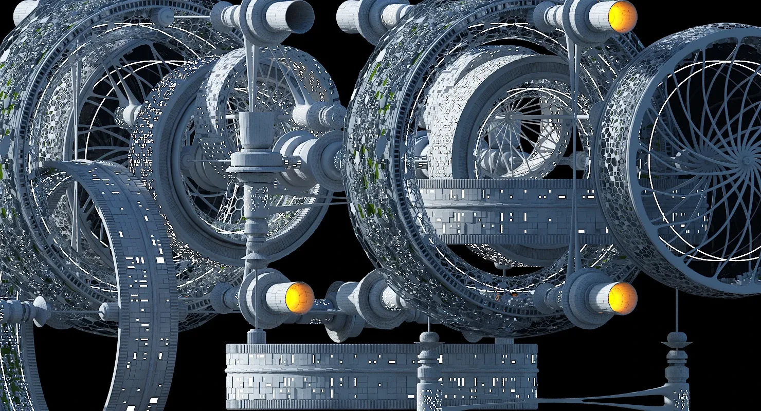 3D Space Colony model - FlippedNormals