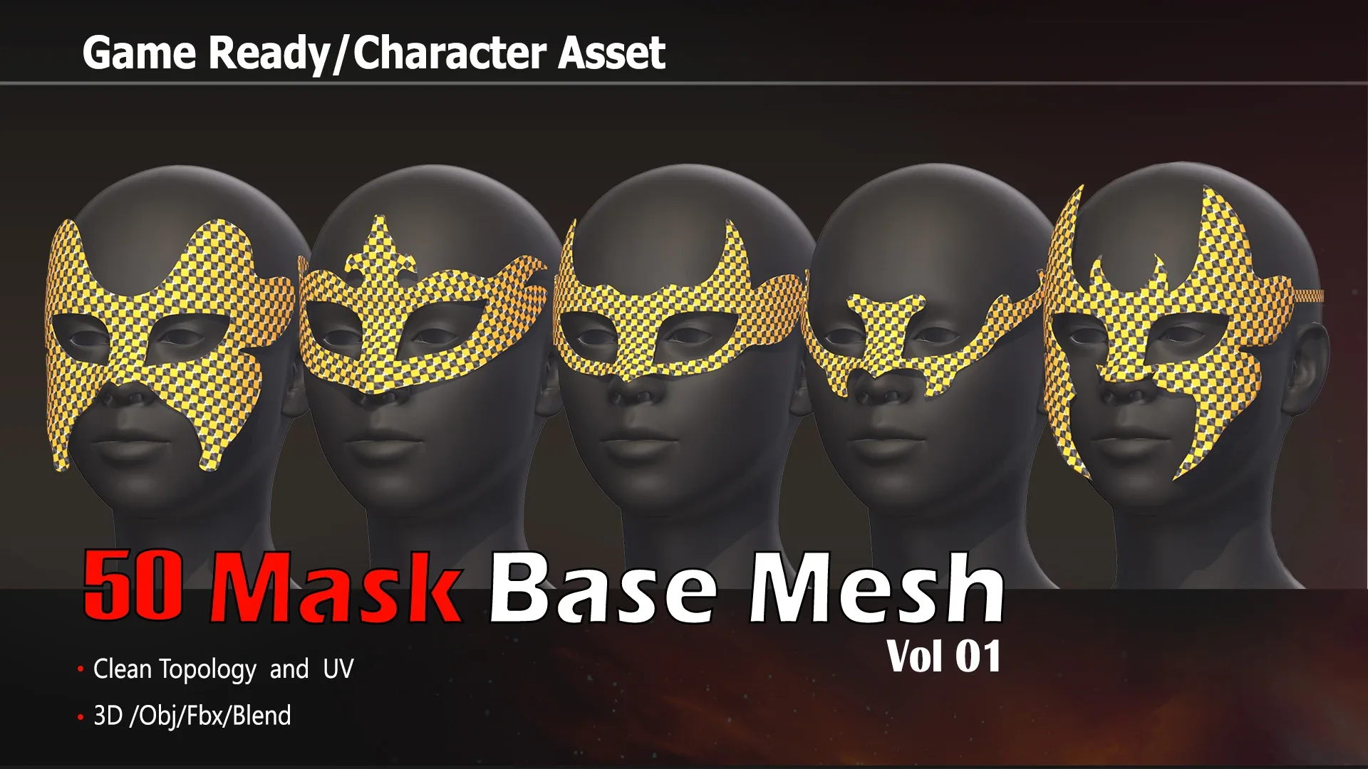 50 Mask Base Mesh & Tutorials_VOL1 - FlippedNormals