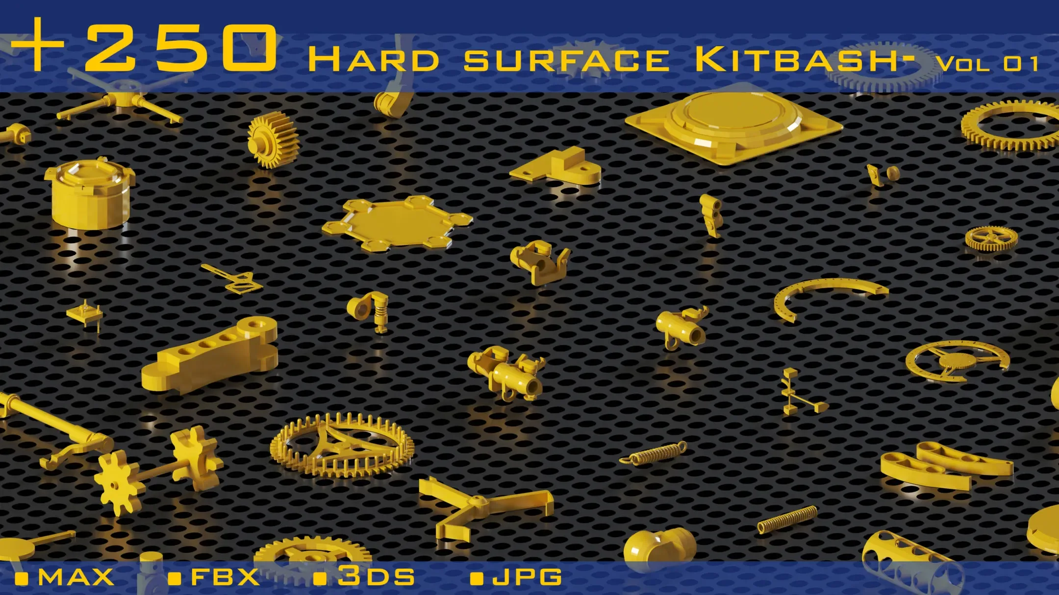 +250 Hard surface-kitbash-Vol 01 - FlippedNormals