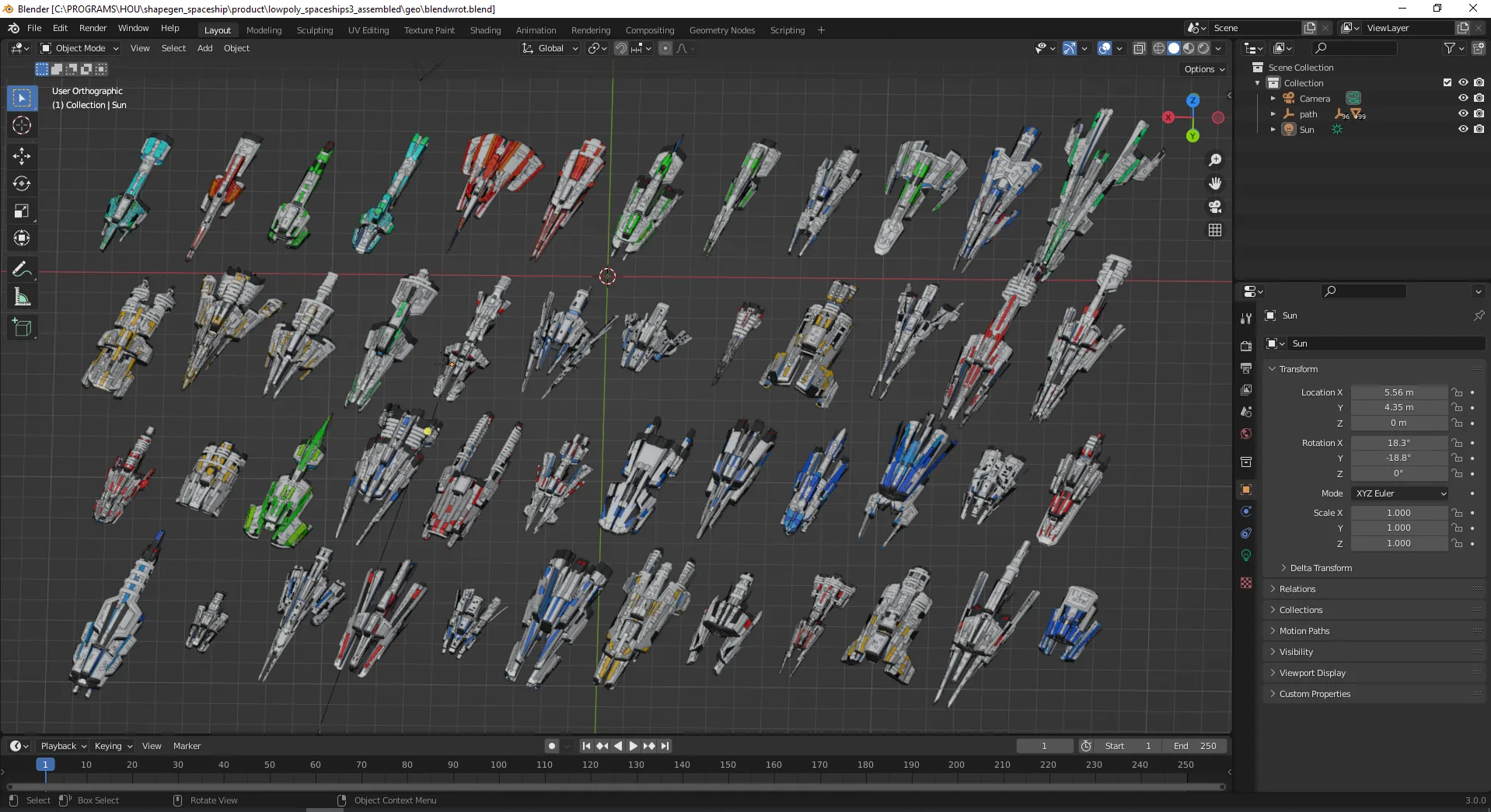 50 Unique Lowpoly Sci-Fi Spaceship - FlippedNormals