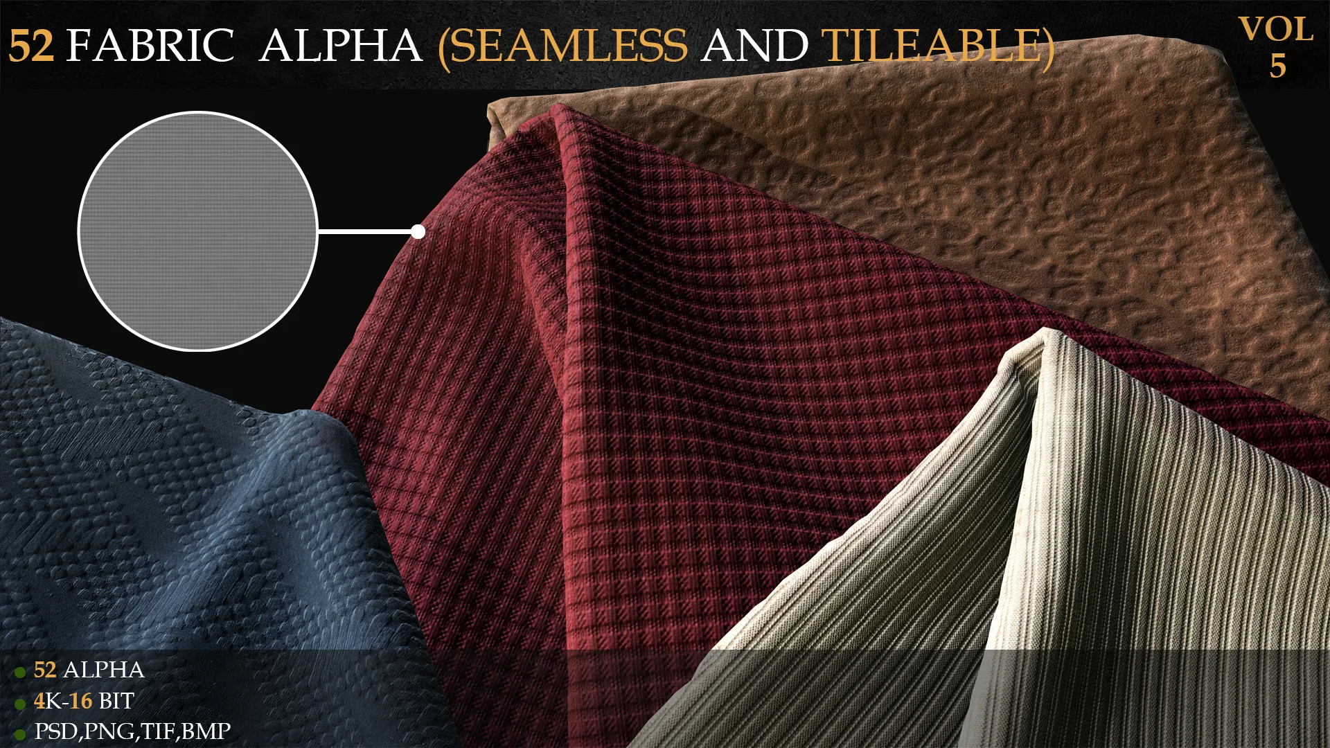 52 FABRIC ALPHA (SEAMLESS AND TILEABLE)-VOL - FlippedNormals
