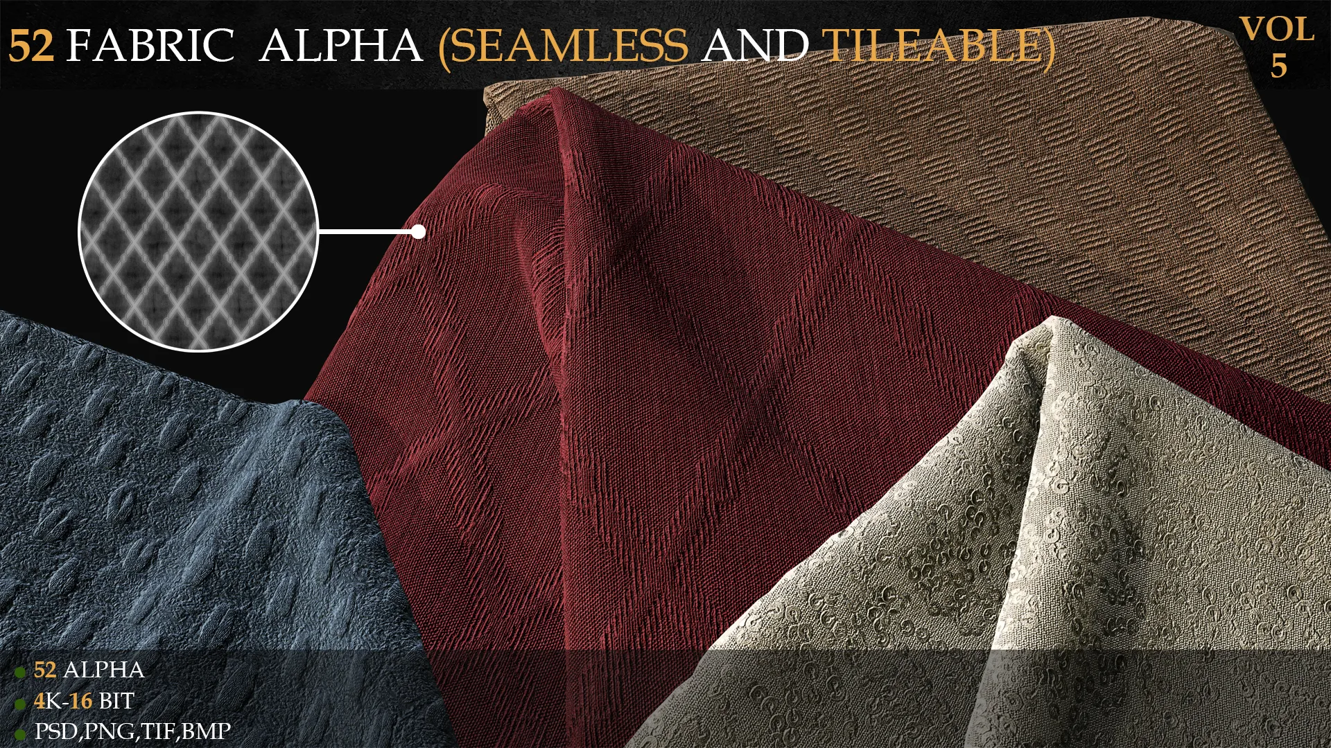 52 FABRIC ALPHA (SEAMLESS AND TILEABLE)-VOL - FlippedNormals