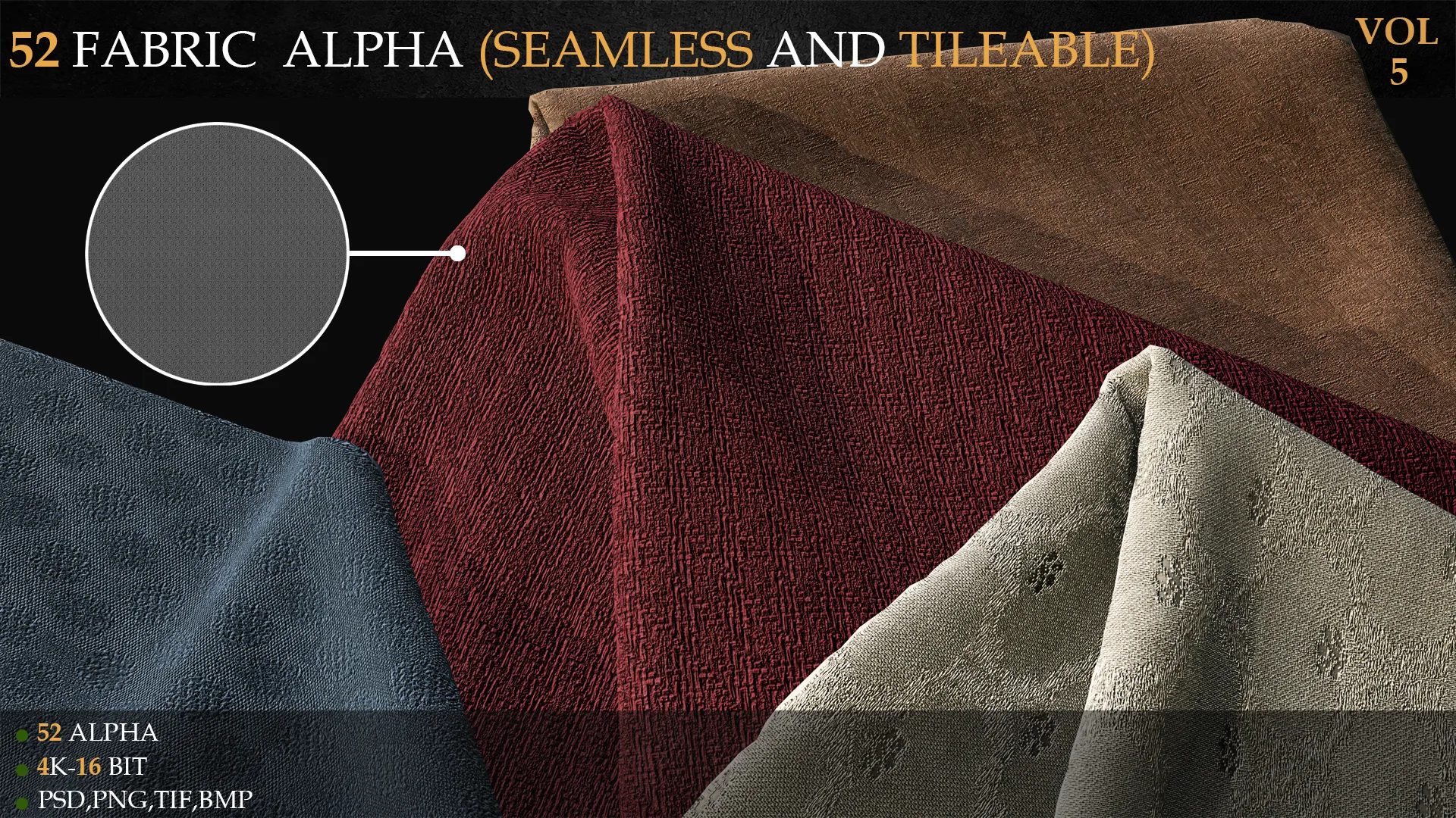 52 FABRIC ALPHA (SEAMLESS AND TILEABLE)-VOL - FlippedNormals
