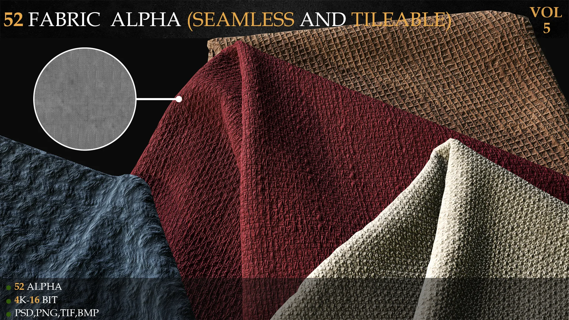52 FABRIC ALPHA (SEAMLESS AND TILEABLE)-VOL - FlippedNormals