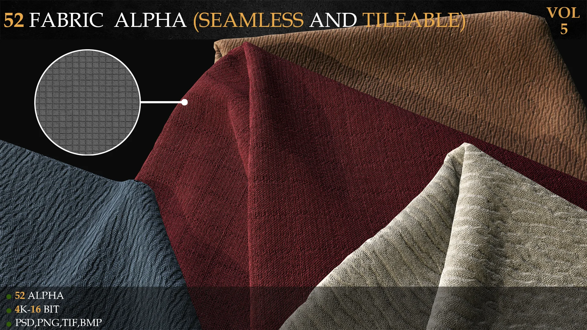 52 FABRIC ALPHA (SEAMLESS AND TILEABLE)-VOL - FlippedNormals