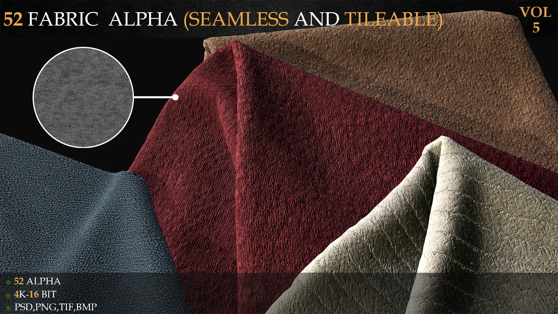 52 FABRIC ALPHA (SEAMLESS AND TILEABLE)-VOL - FlippedNormals