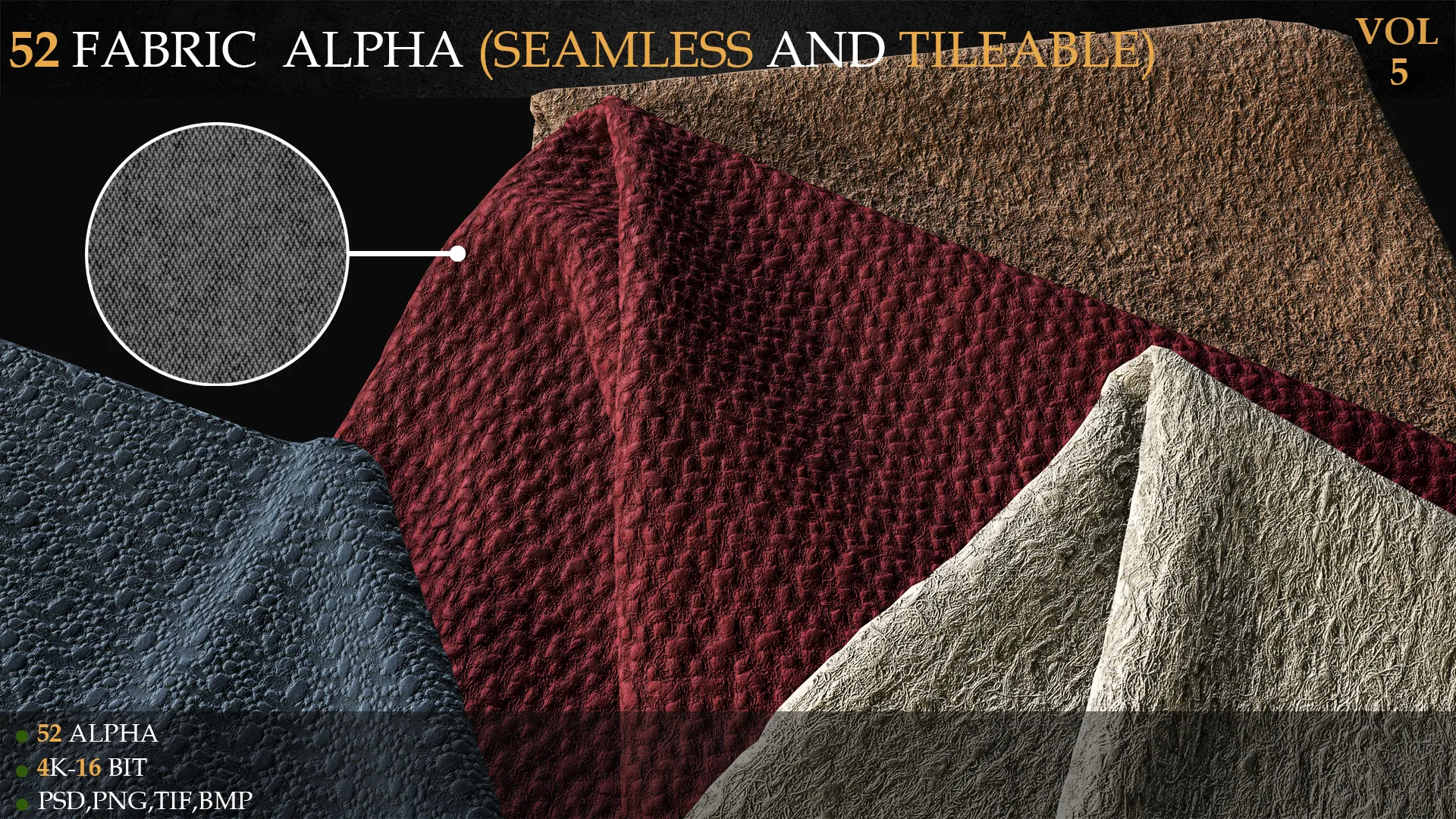 52 FABRIC ALPHA (SEAMLESS AND TILEABLE)-VOL - FlippedNormals