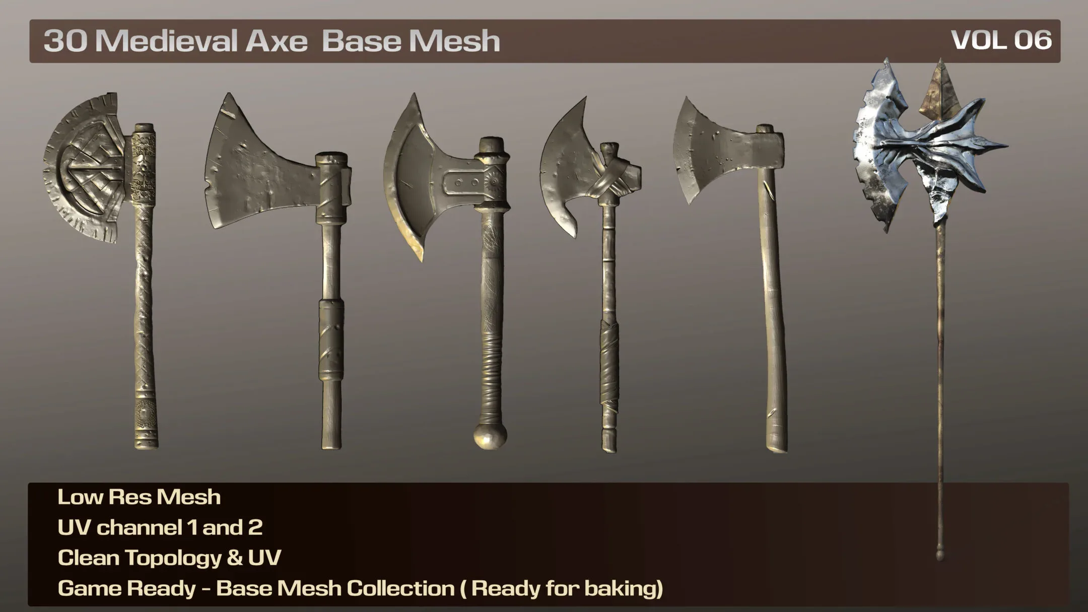 Axe Base Mesh - VOL 06 ( Game Ready - FlippedNormals