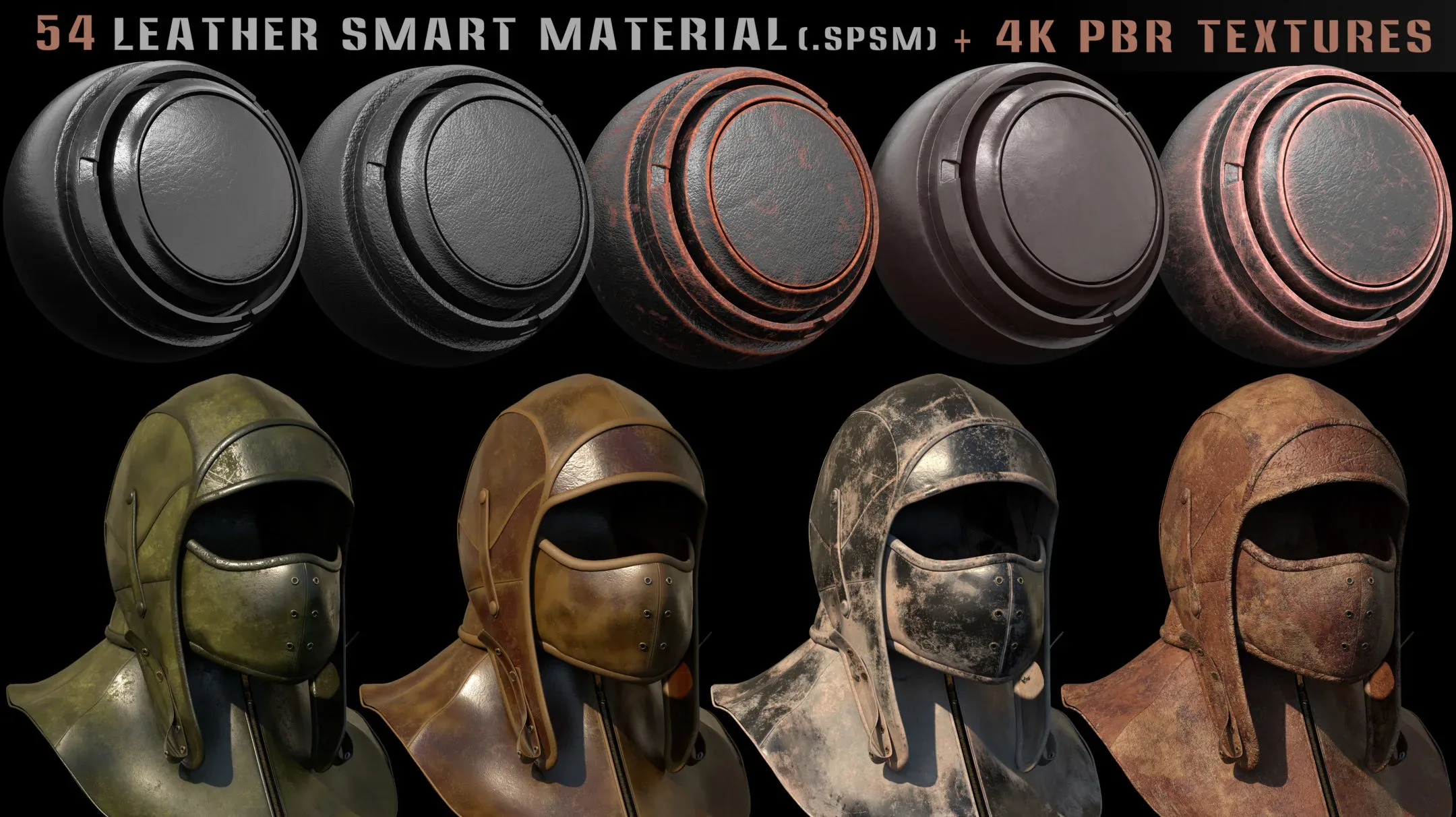 54 leather smart materials + 4k - FlippedNormals