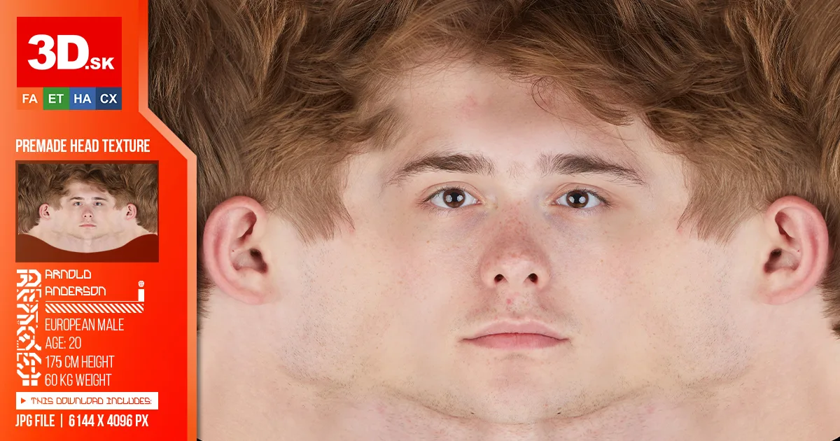 Premade Male Head Texture | Arnold - FlippedNormals