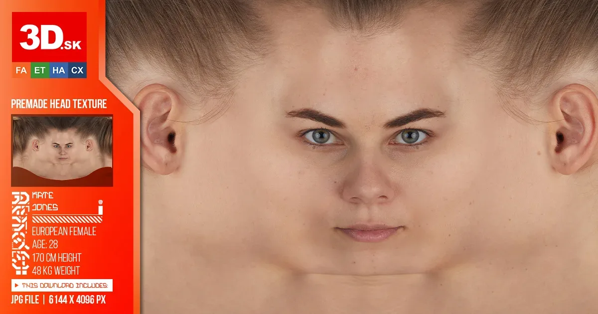 Premade Female Head Texture | Kate - FlippedNormals