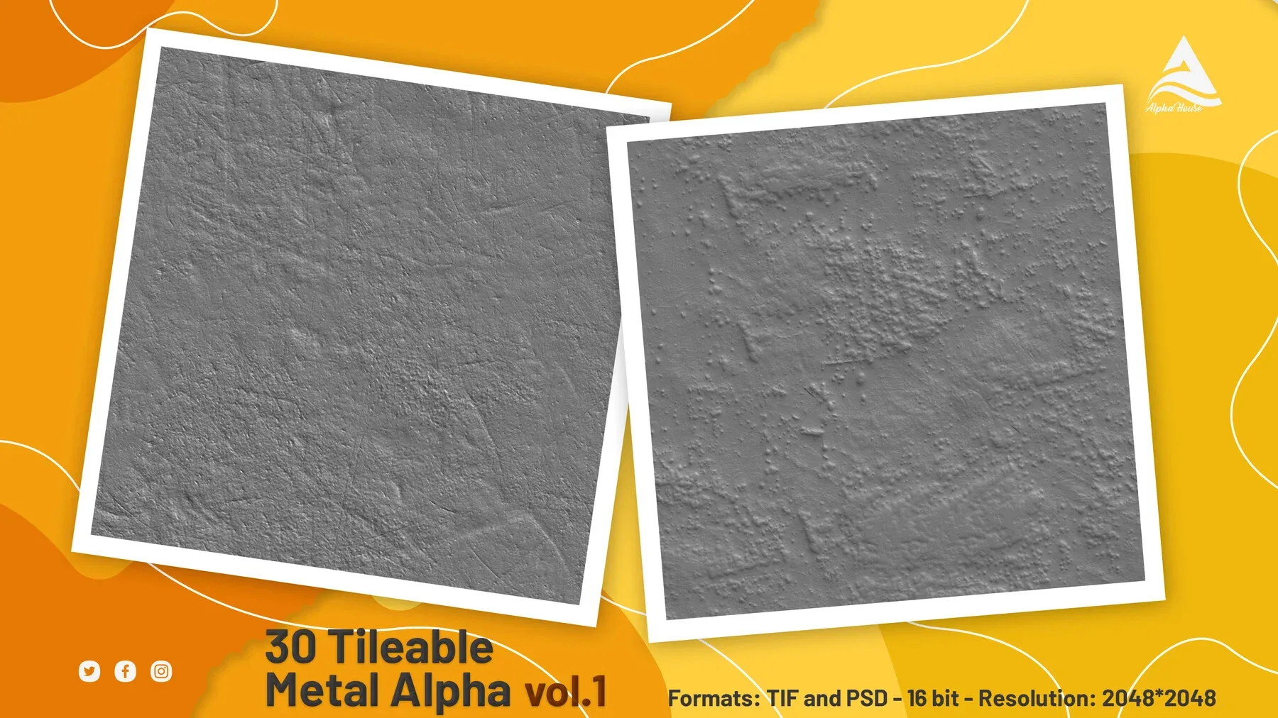 30 Tileable Metal Alpha (vol.1) - FlippedNormals