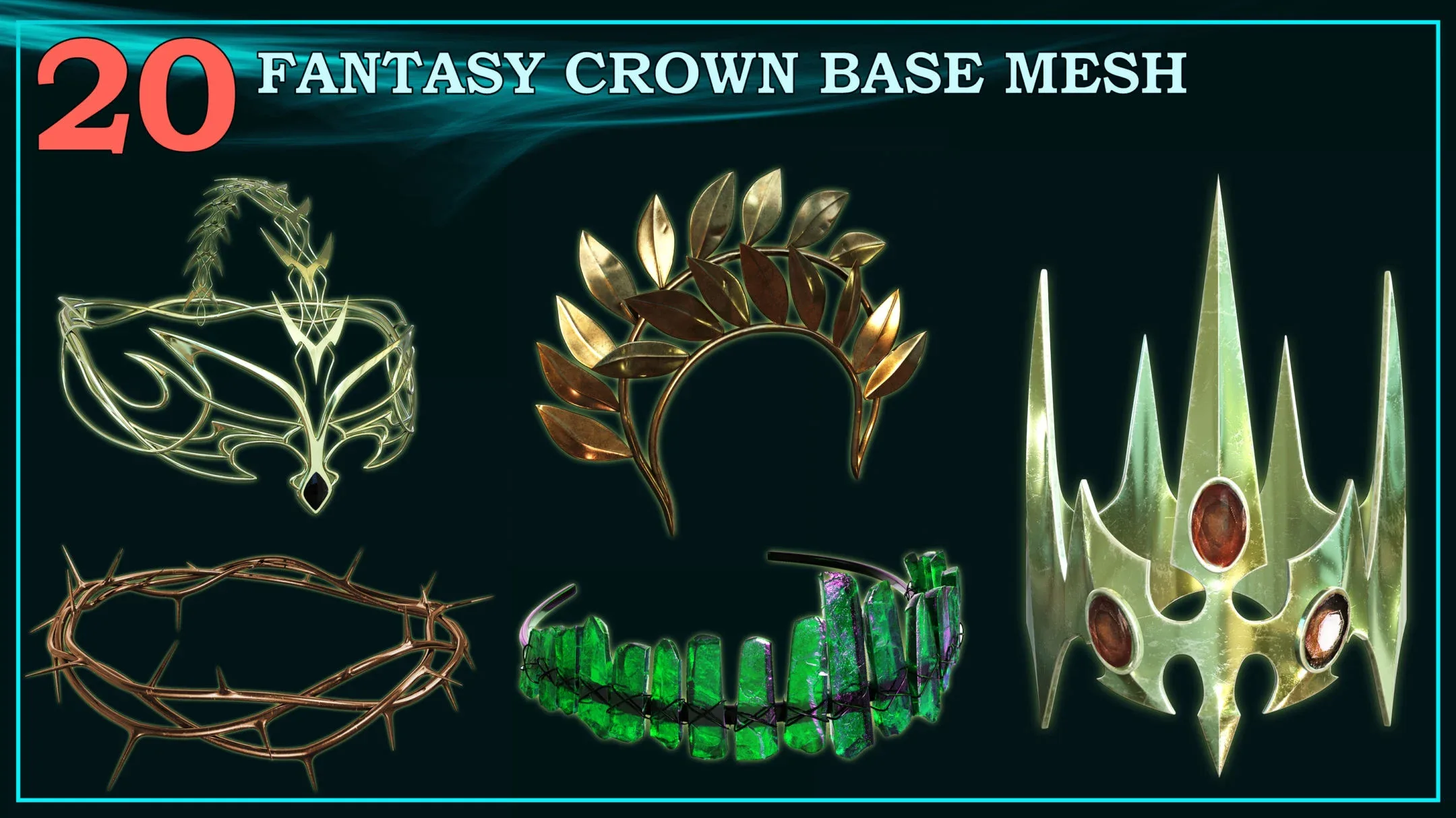 20 Fantasy Crown Base Mesh - FlippedNormals