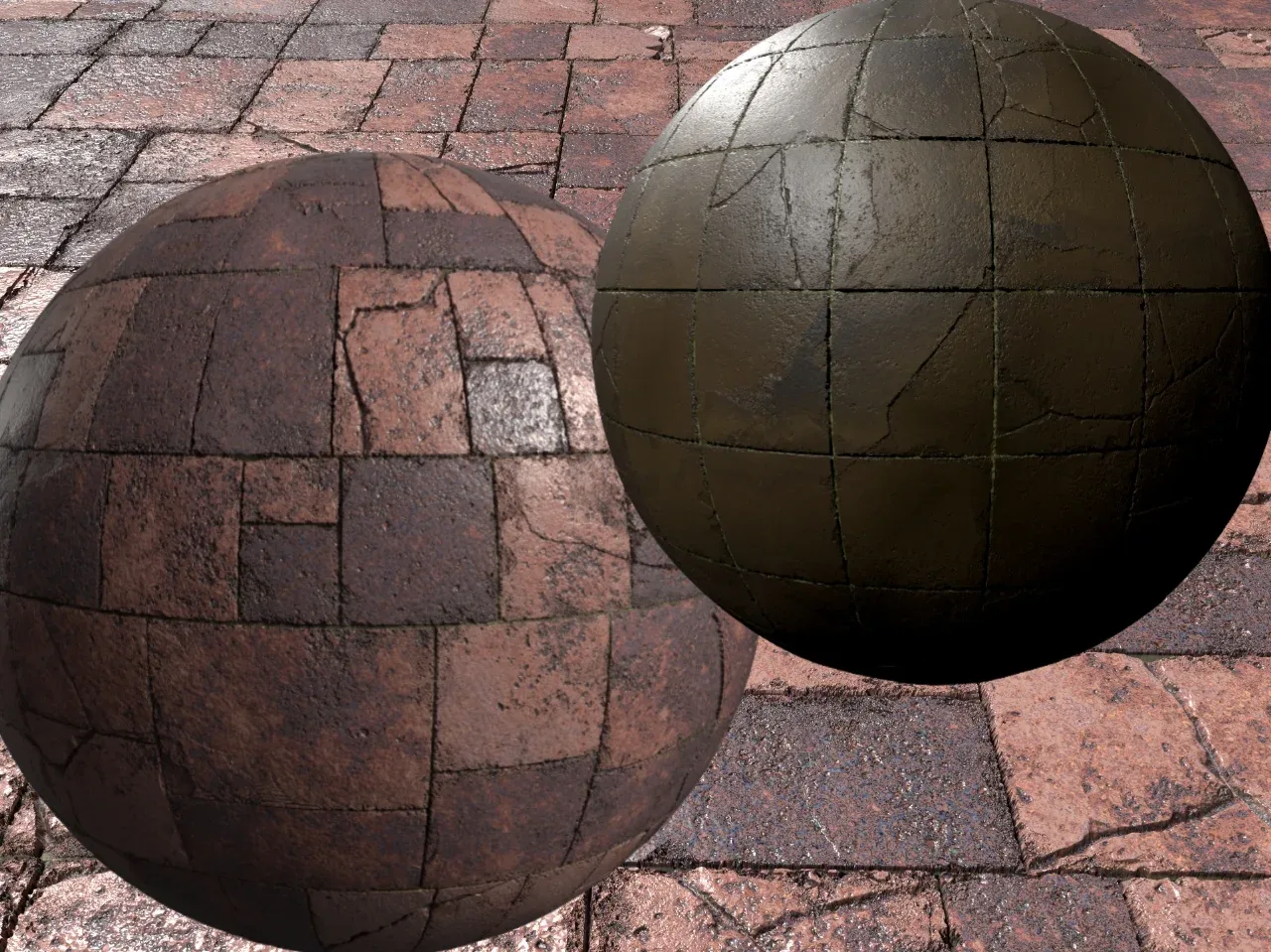 Set of Four Old Pavement 4K Texture - FlippedNormals