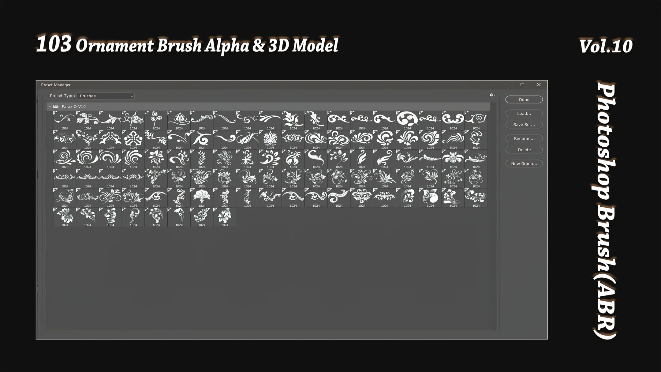 103 Ornament Brush + Alphas + 3D - FlippedNormals