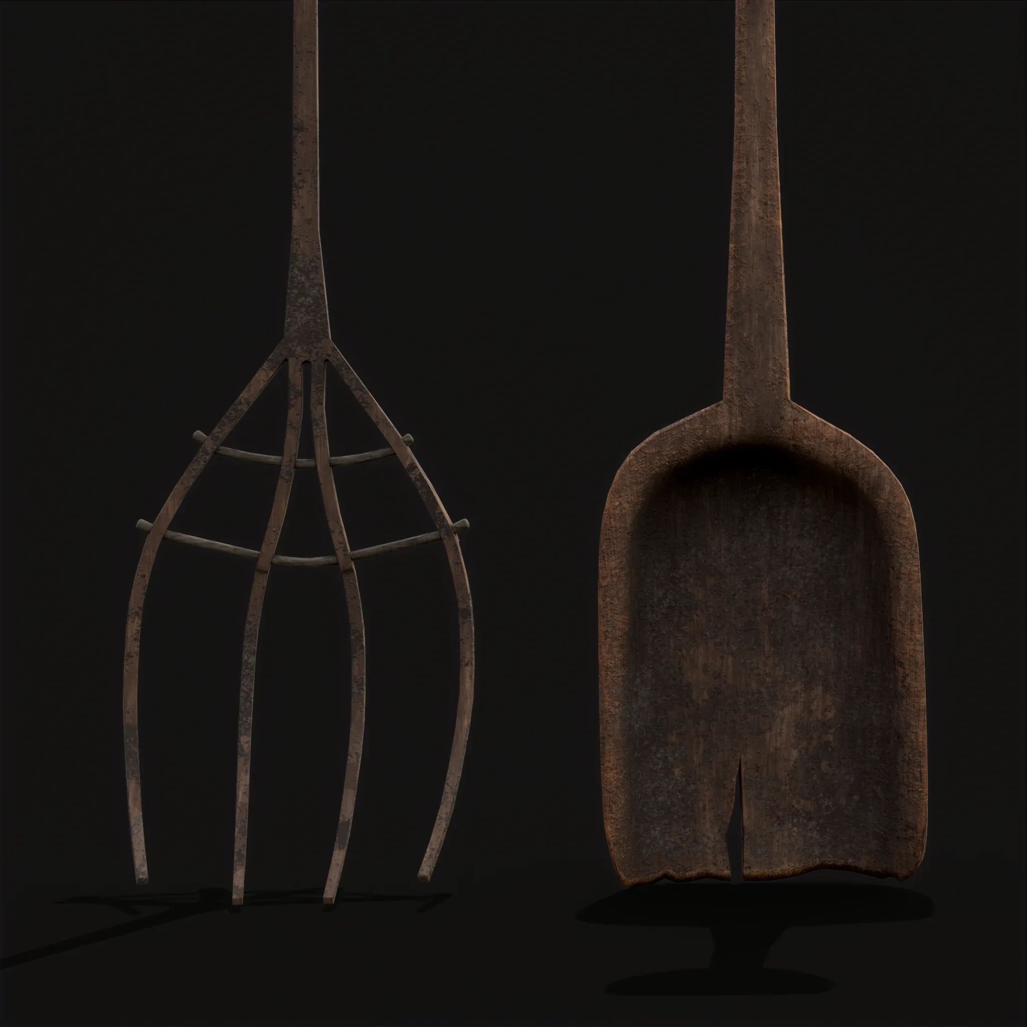 Rustic Medieval Wooden Shovel and - FlippedNormals