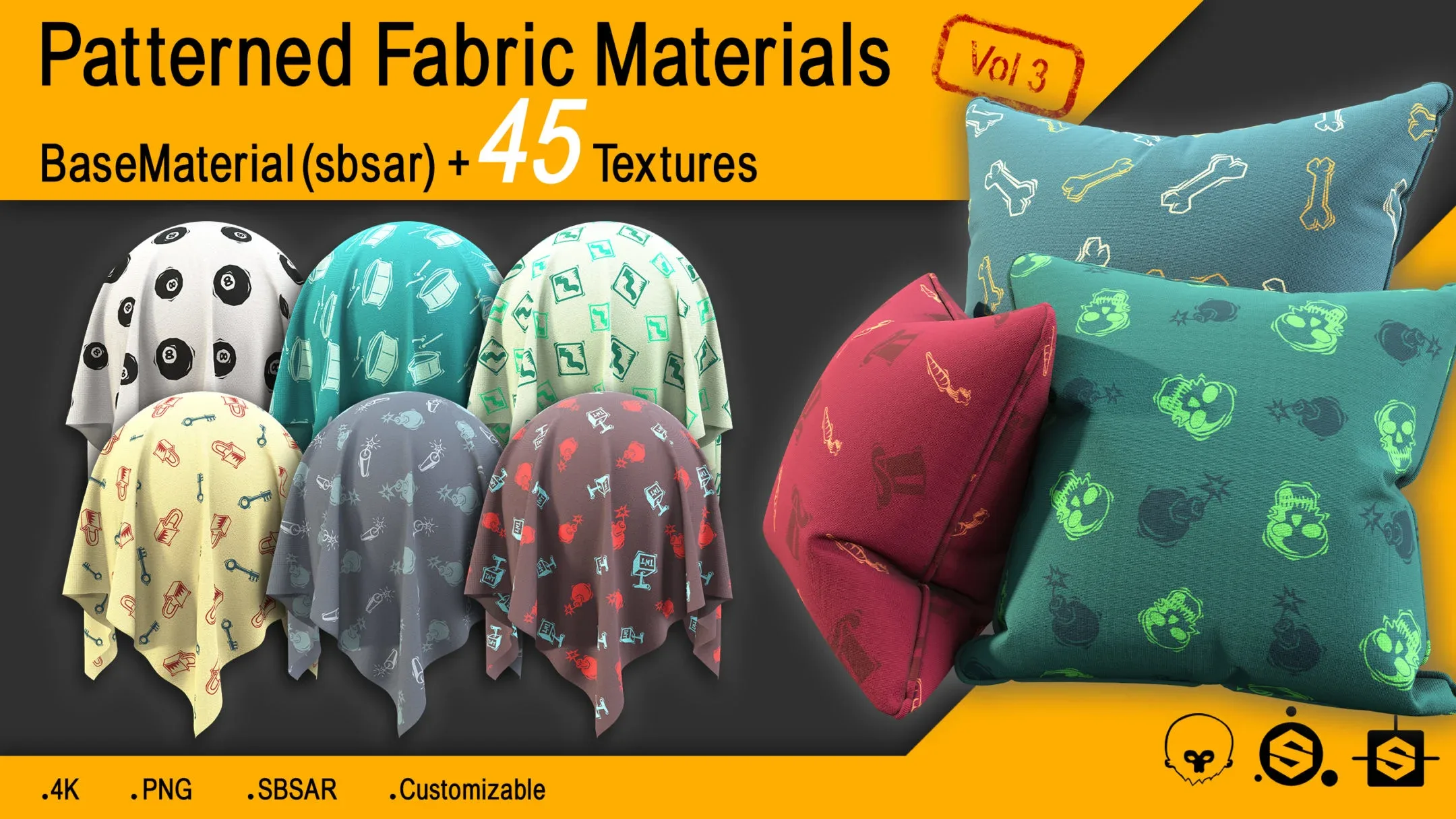 Patterned Fabric Materials + 45 - FlippedNormals