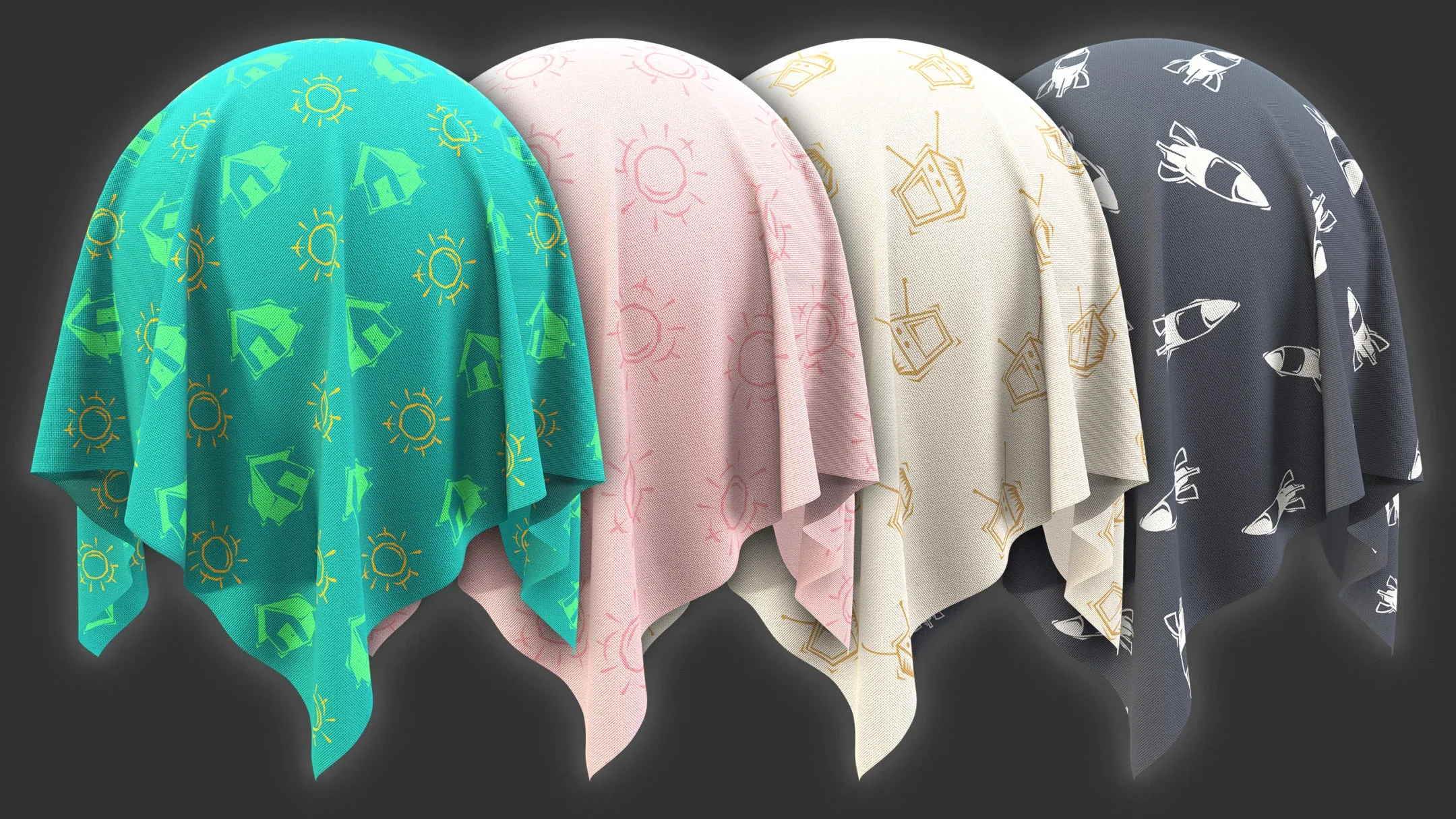 Patterned Fabric Materials + 45 - FlippedNormals