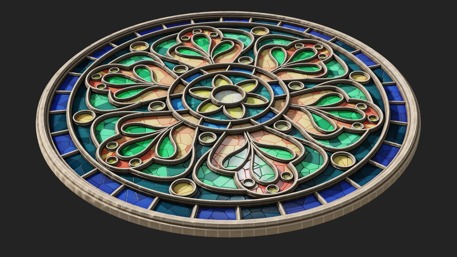 Round Gothic Rose Window 3D Model - FlippedNormals