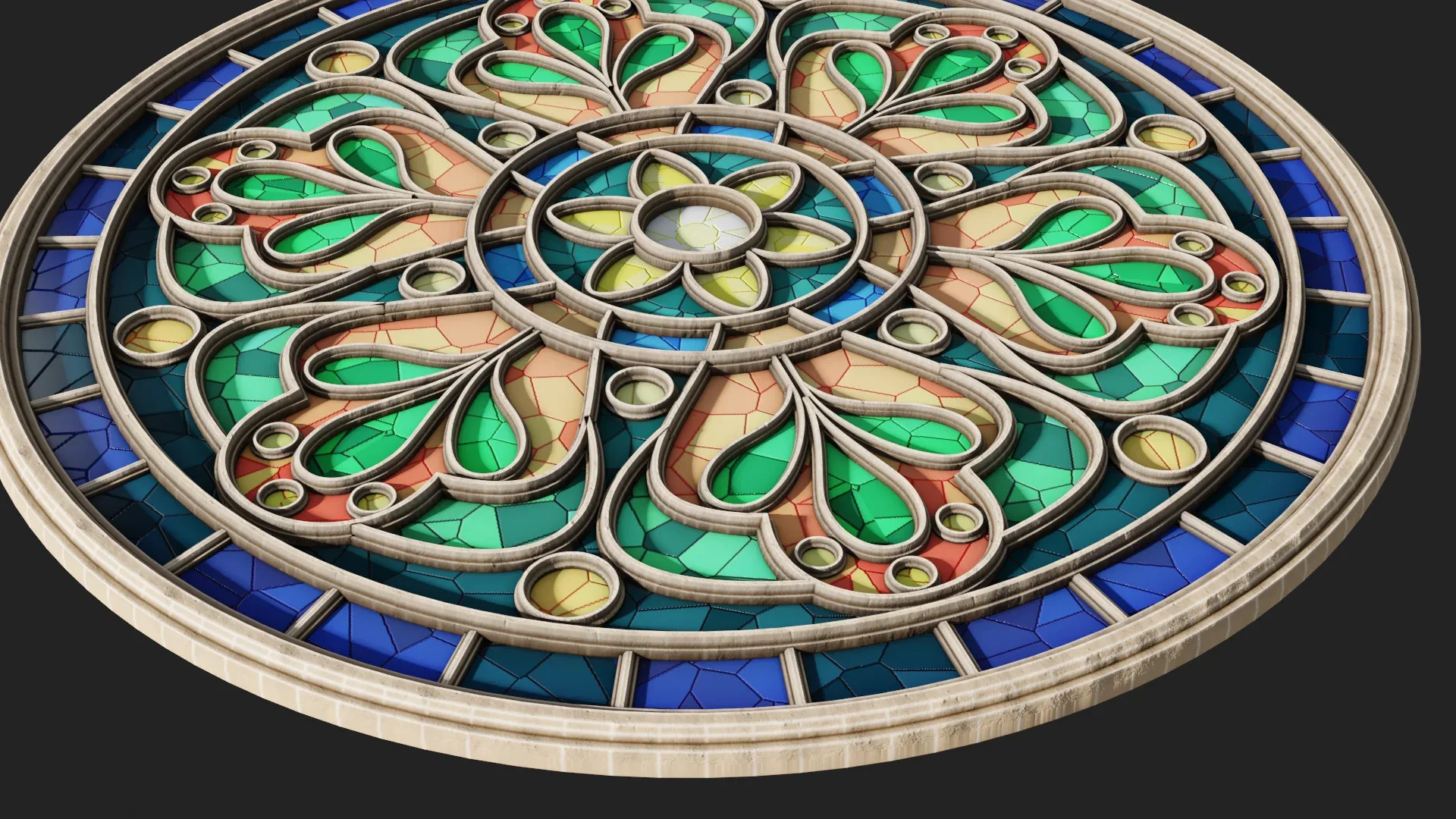 Round Gothic Rose Window 3D Model - FlippedNormals