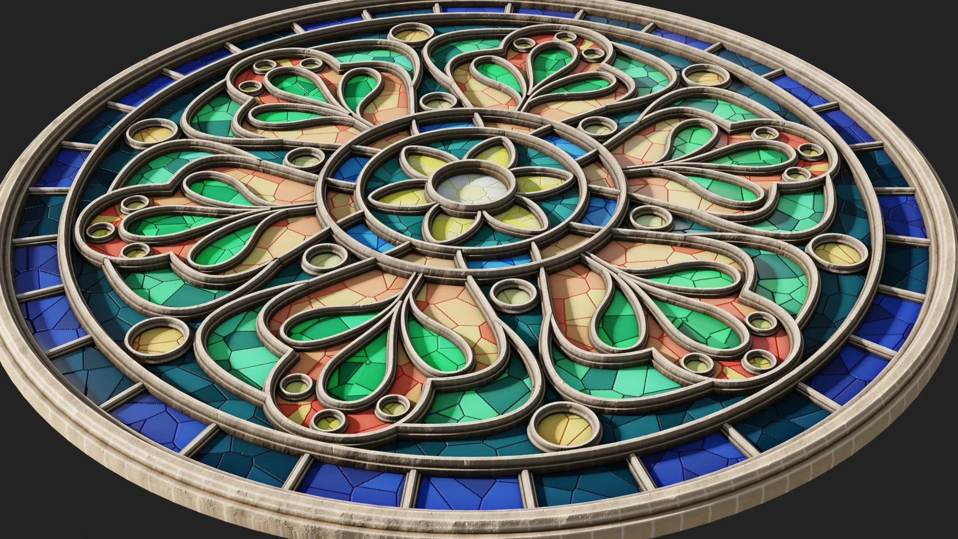 Round Gothic Rose Window 3D Model - FlippedNormals