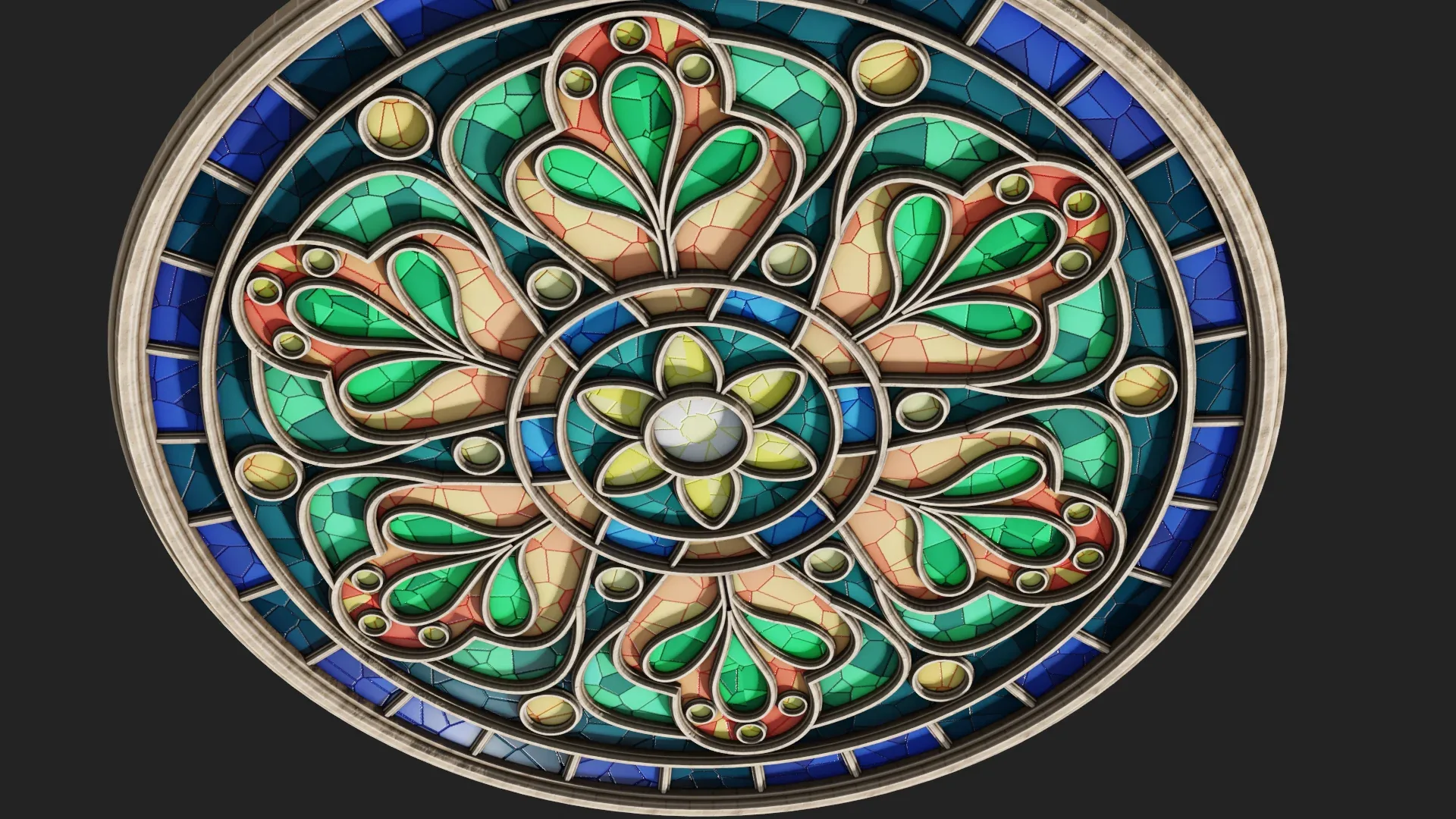 Round Gothic Rose Window 3D Model - FlippedNormals