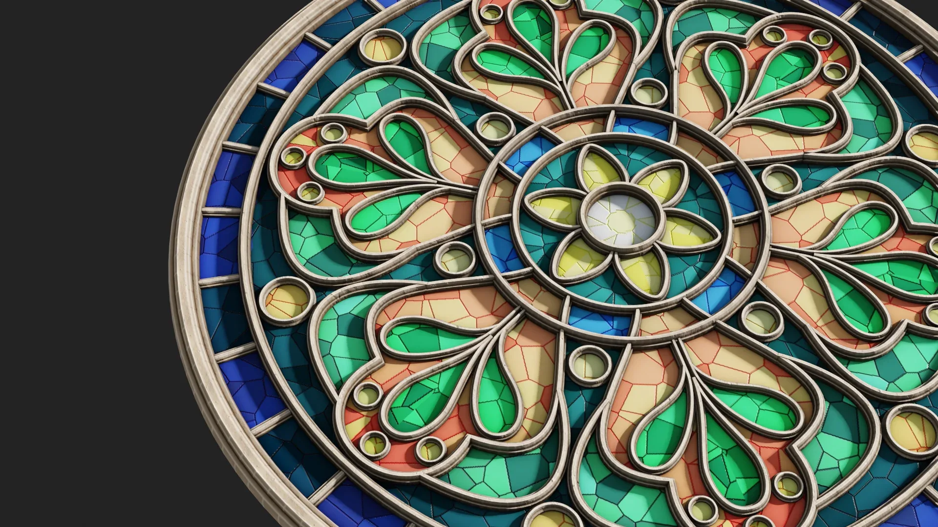 Round Gothic Rose Window 3D Model - FlippedNormals