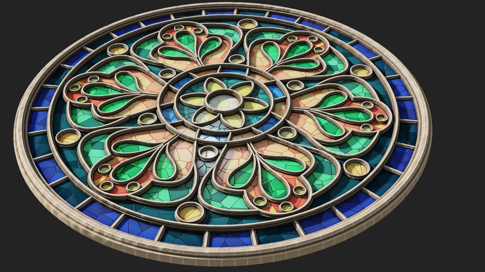 Round Gothic Rose Window 3D Model - FlippedNormals