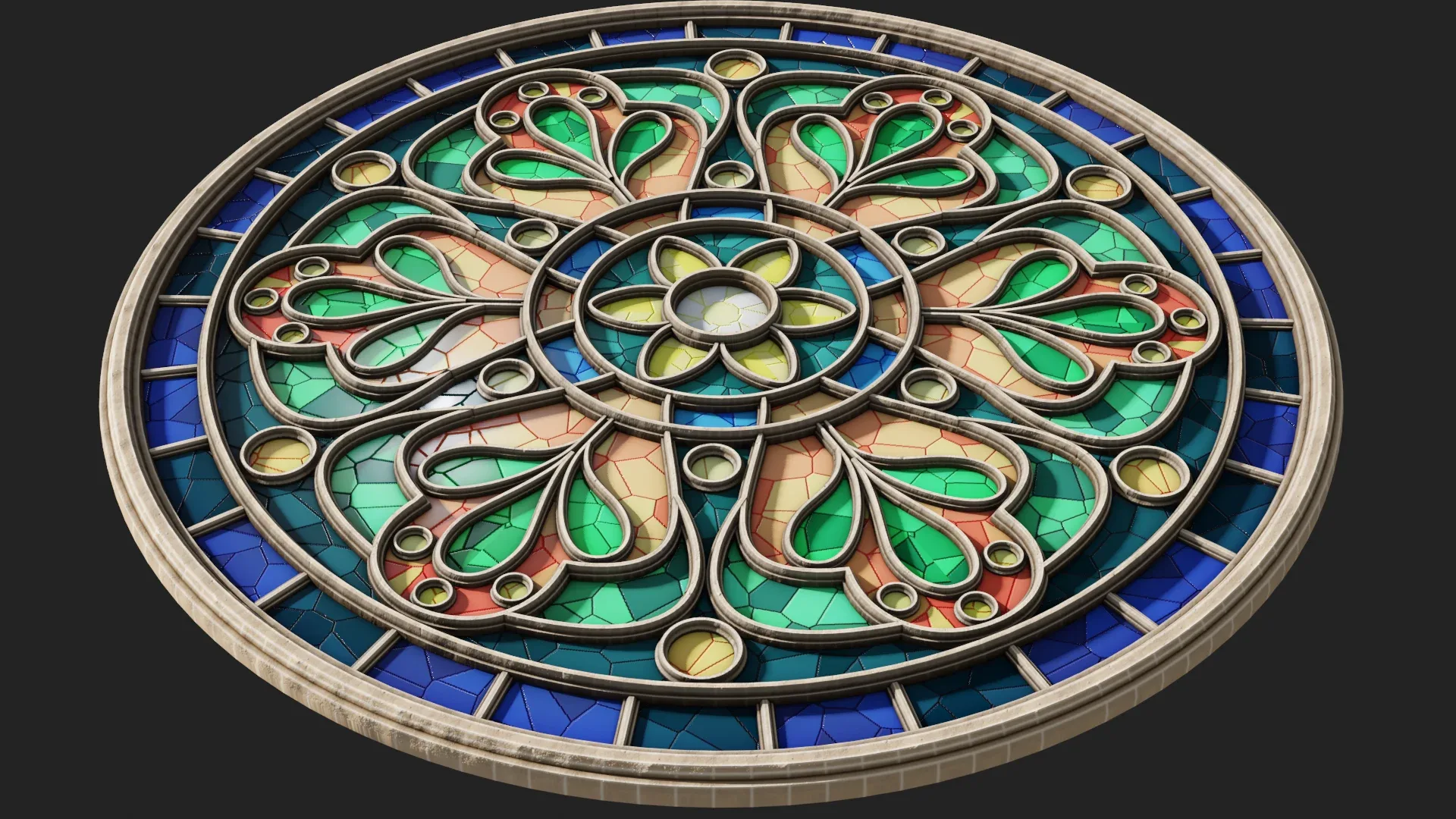 Round Gothic Rose Window 3D Model - FlippedNormals