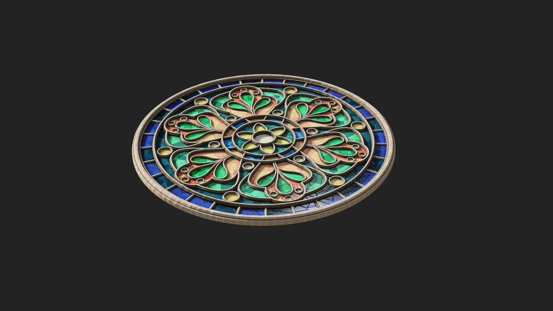 Round Gothic Rose Window 3D Model - FlippedNormals