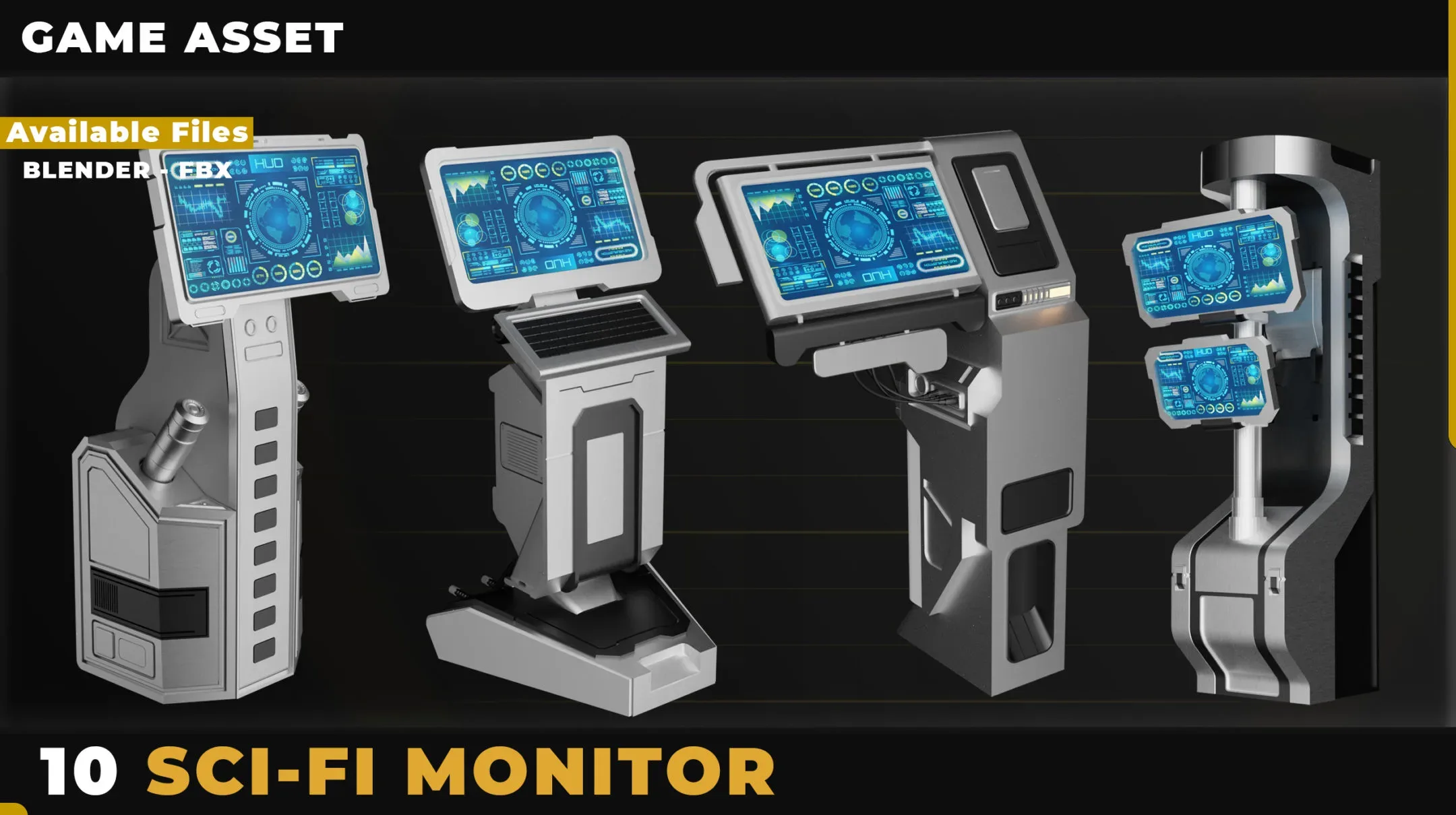 10 SCI-FI MONITOR HARDSURFACE - FlippedNormals
