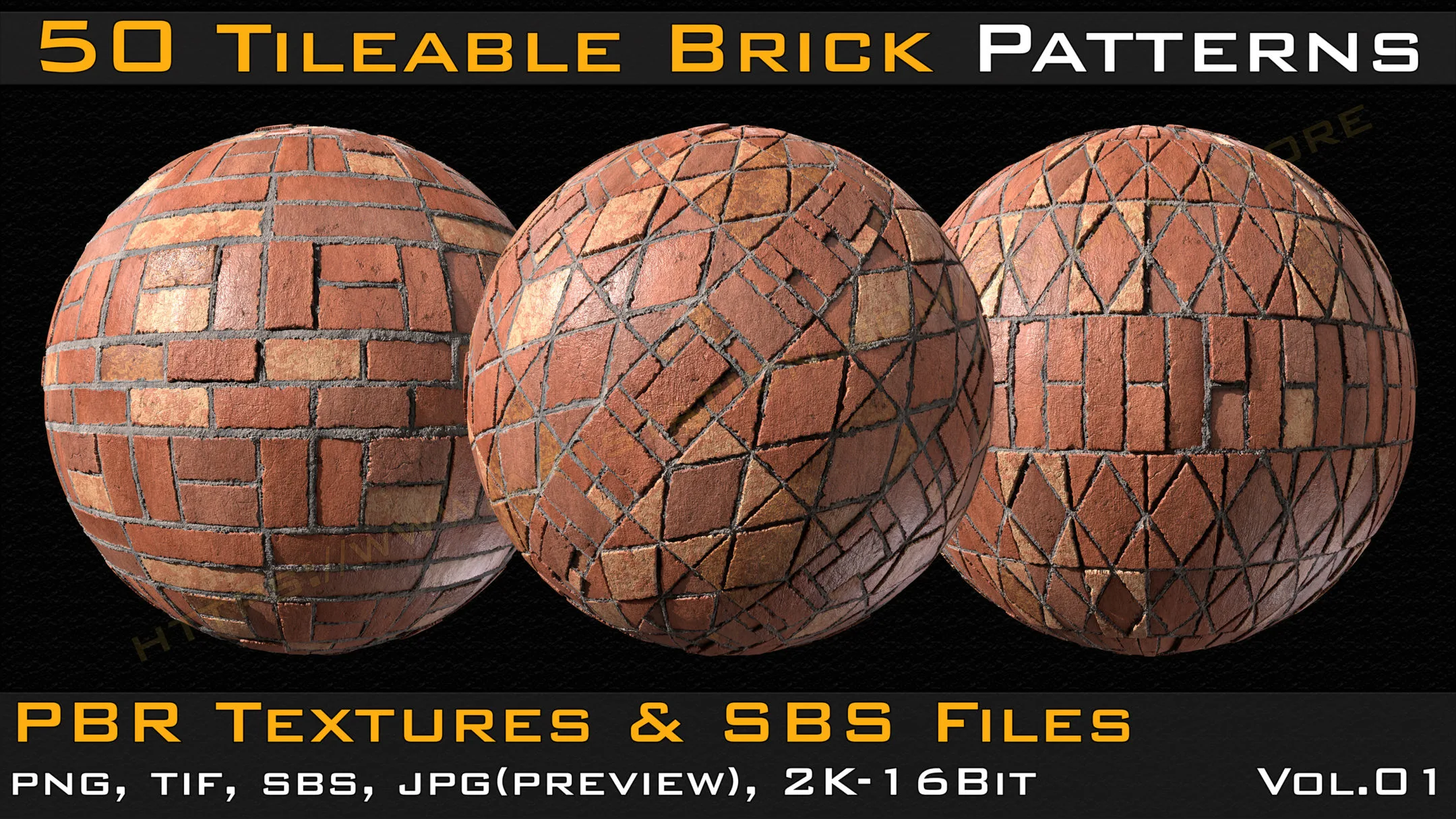 50 Tileable Brick Patterns & PBR - FlippedNormals