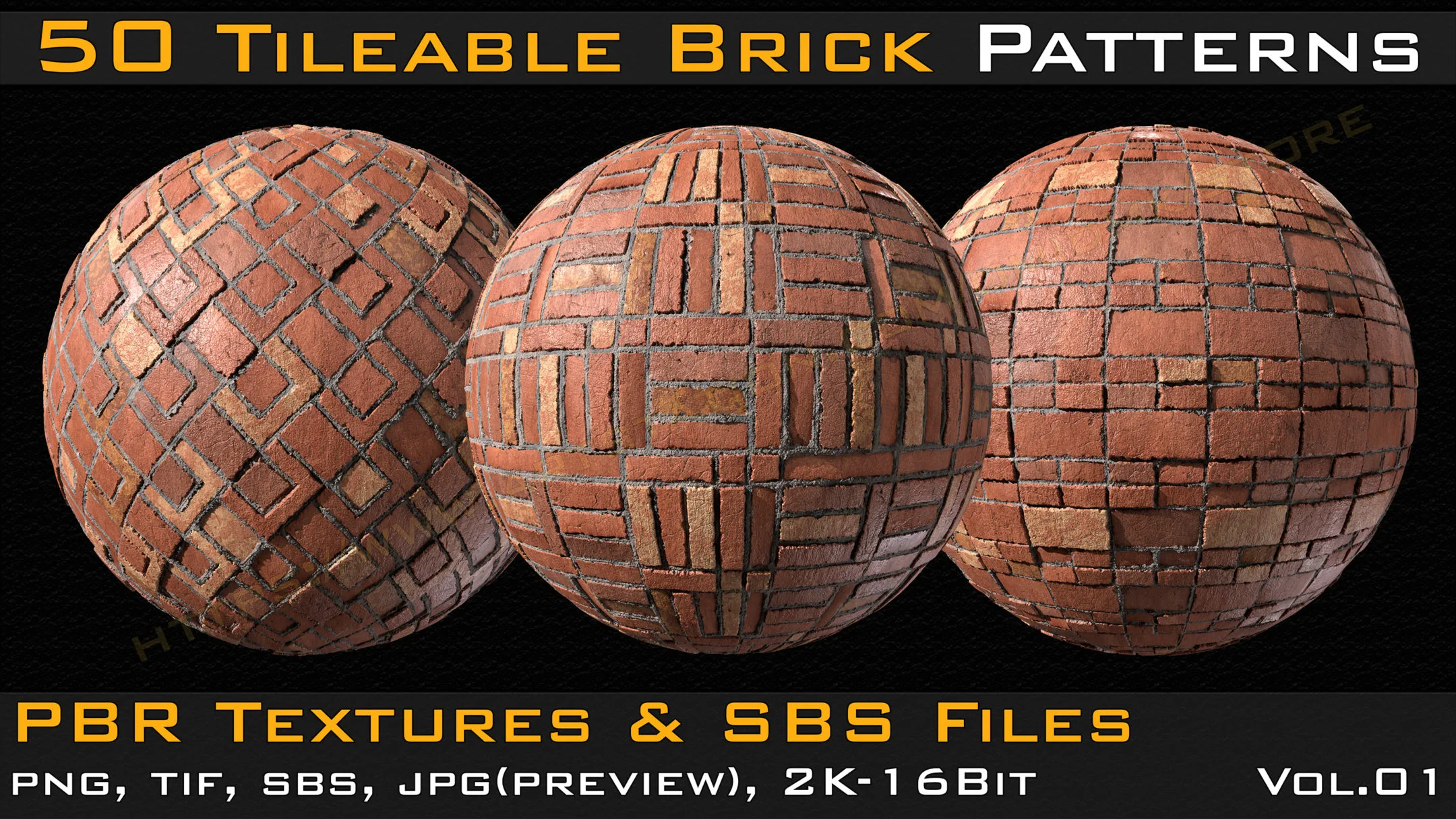 50 Tileable Brick Patterns & PBR - FlippedNormals