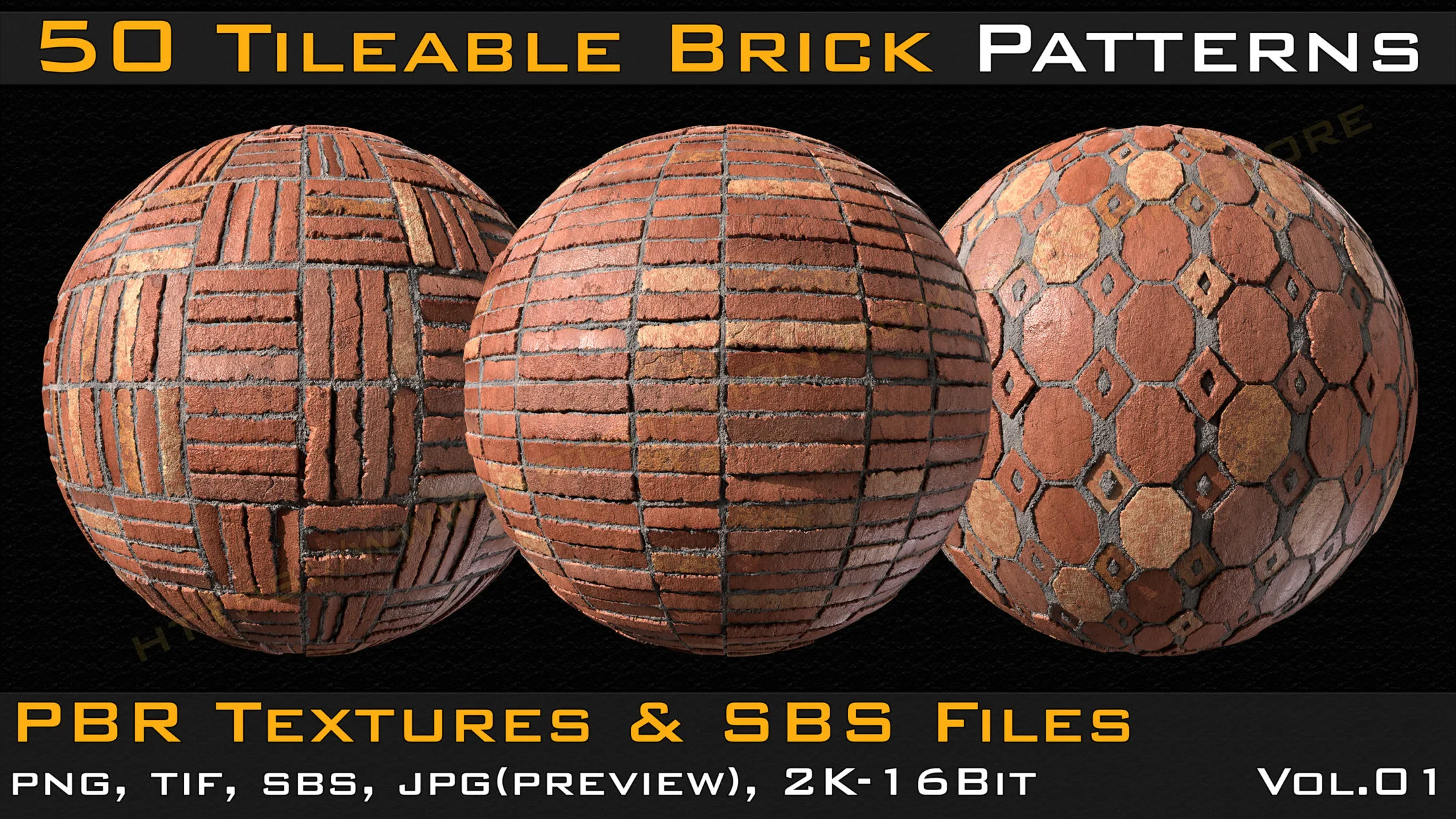 50 Tileable Brick Patterns & PBR - FlippedNormals