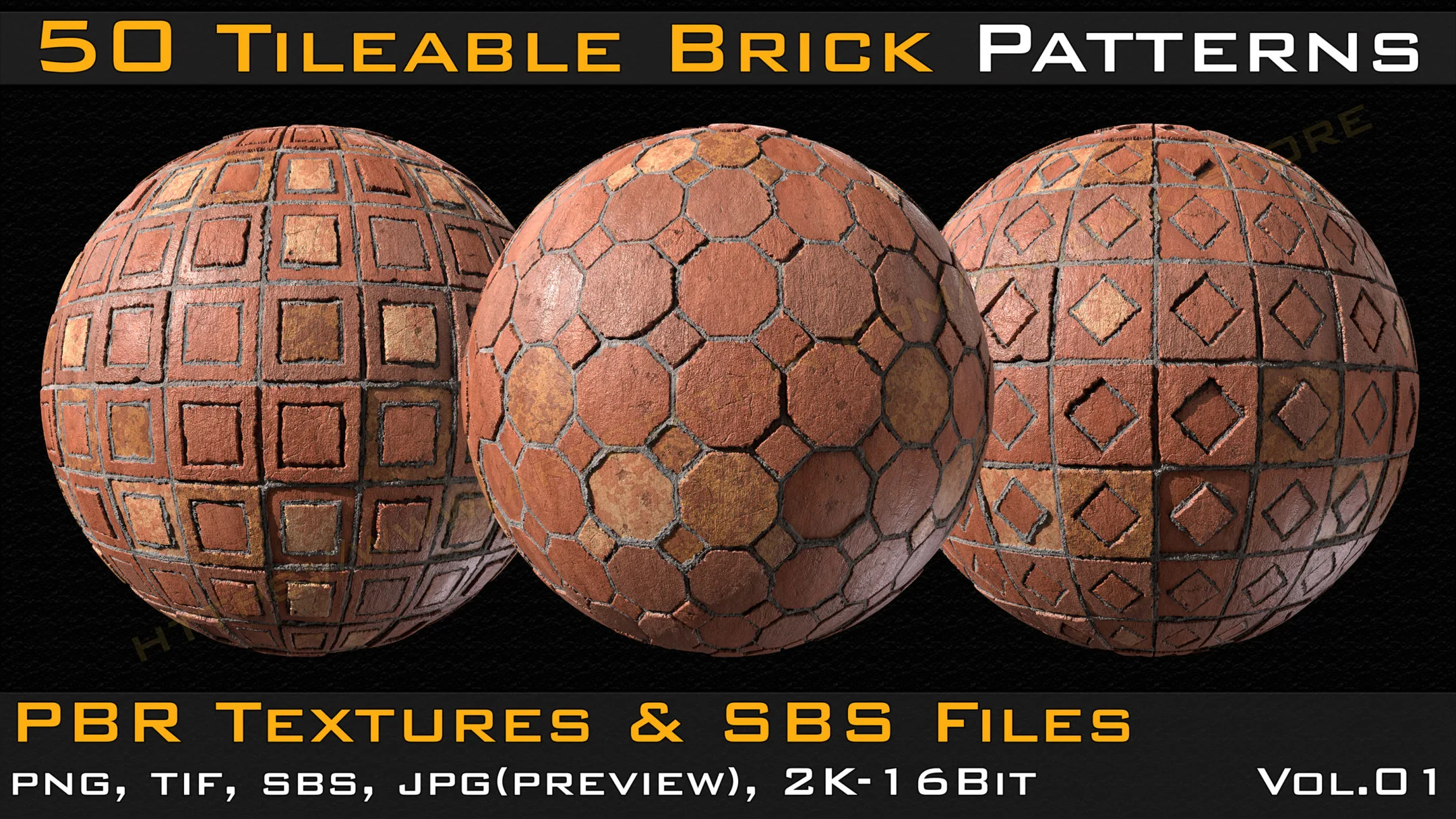 50 Tileable Brick Patterns & PBR - FlippedNormals