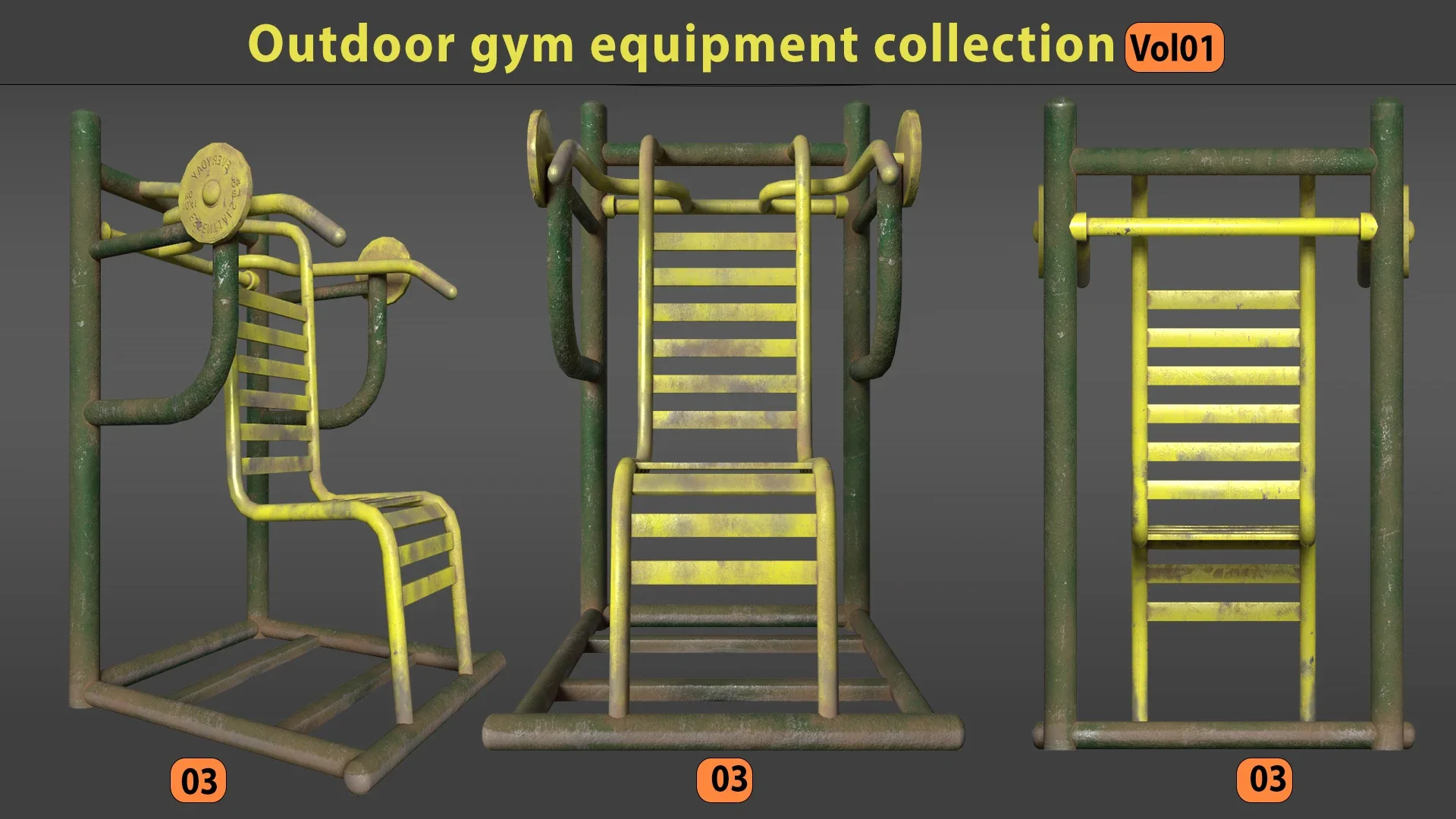 Outdoor Gym Equipment Collection - FlippedNormals
